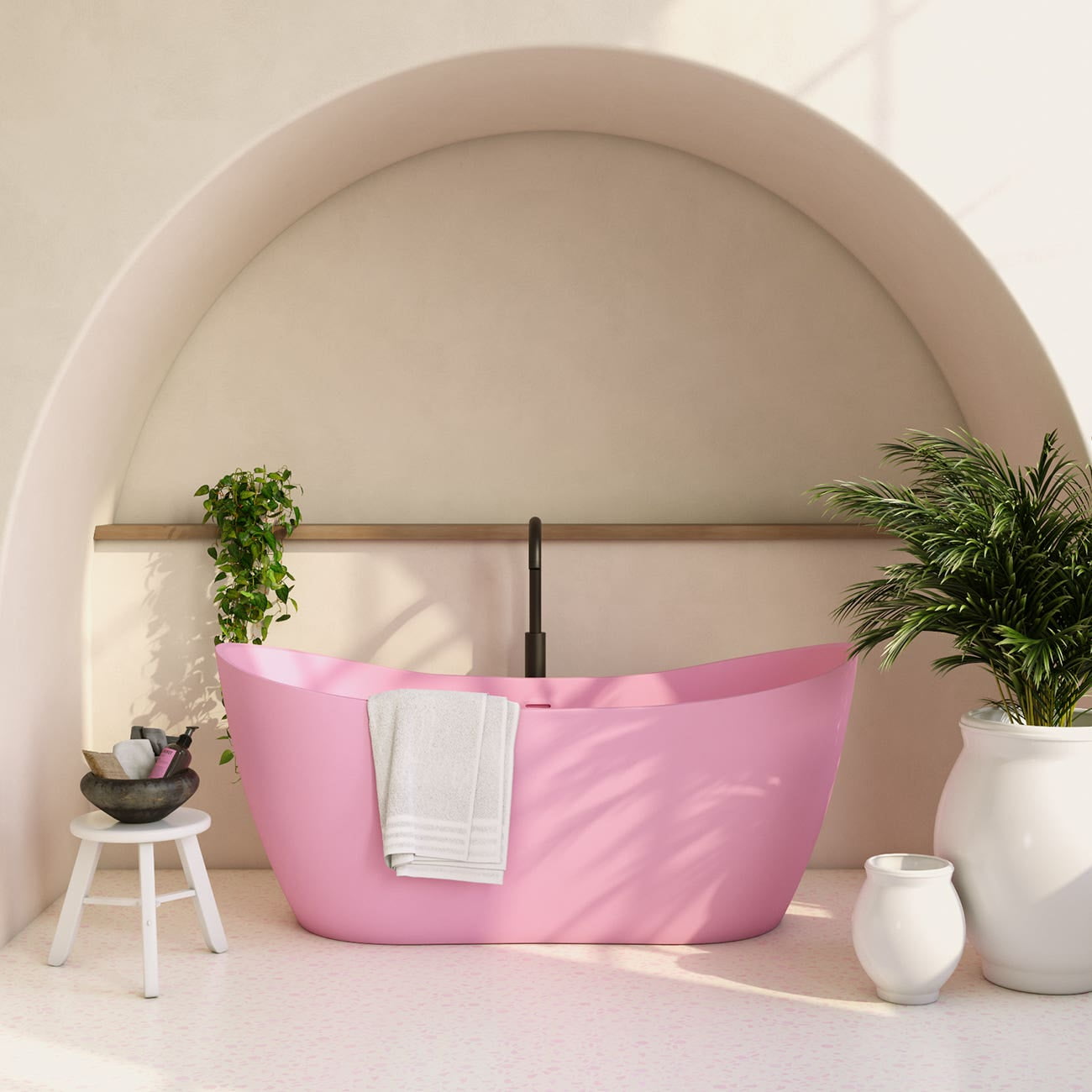 Philo 71 Inch Pink Acrylic Double Slipper Freestanding Tub - Walmart.com