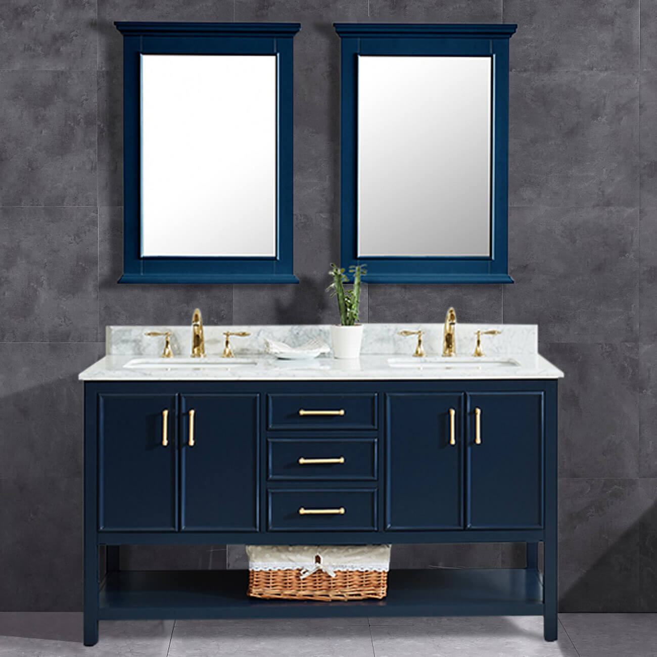 Philo 72 Inch Oak Vanity with Square Drop-In Sink - Navy Blue - Walmart.com