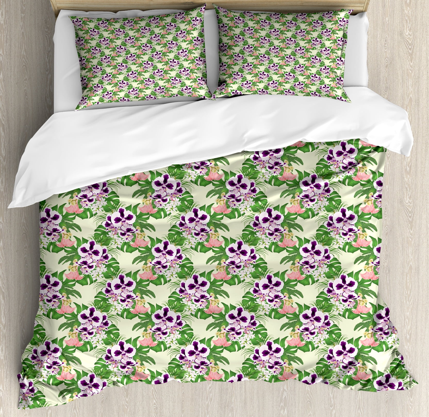 Philodendron Duvet Cover Set, Tropical Leaves with Exotic Floral ...