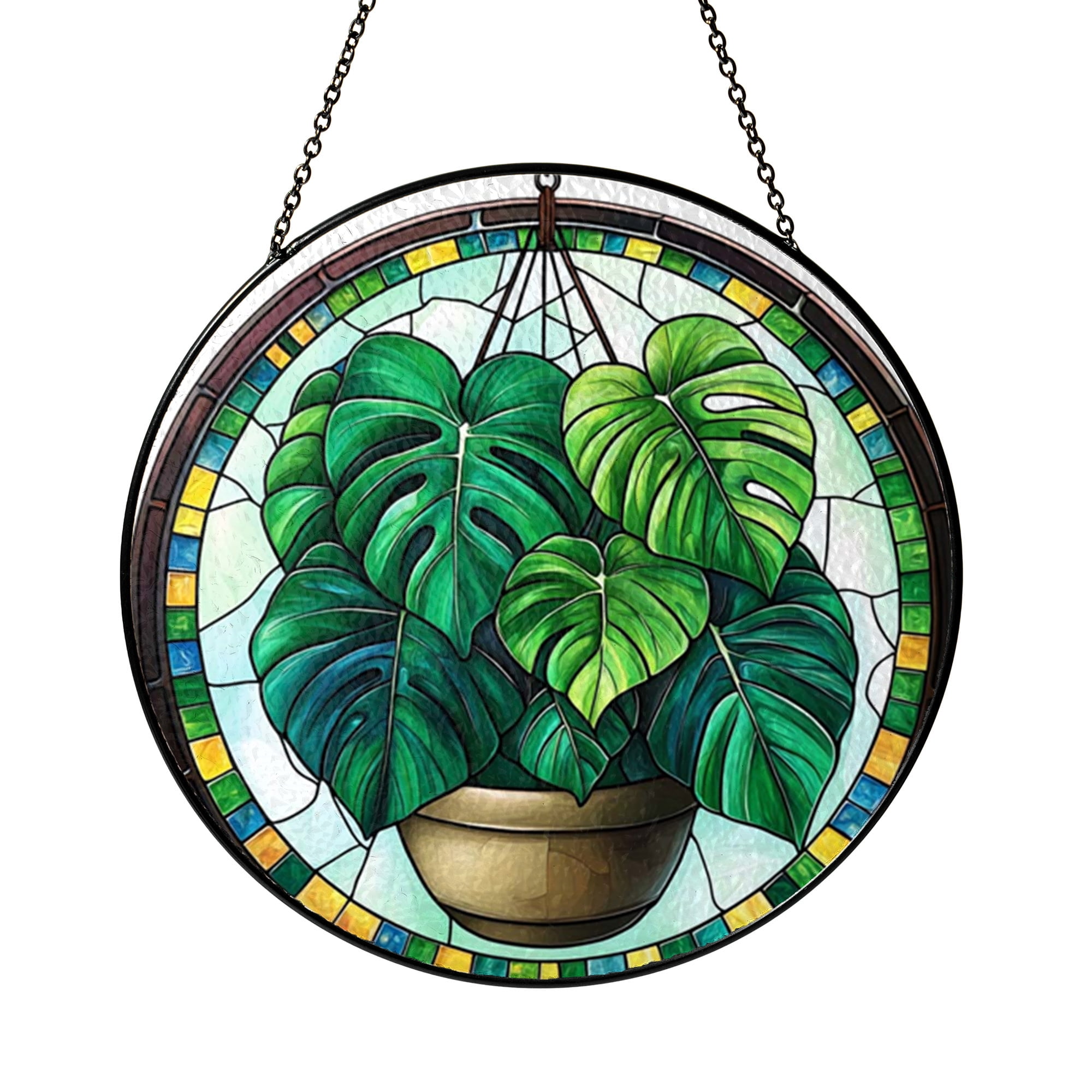 Philodendron Leaf Botanical Stained Glass Suncatcher, Window Decor ...