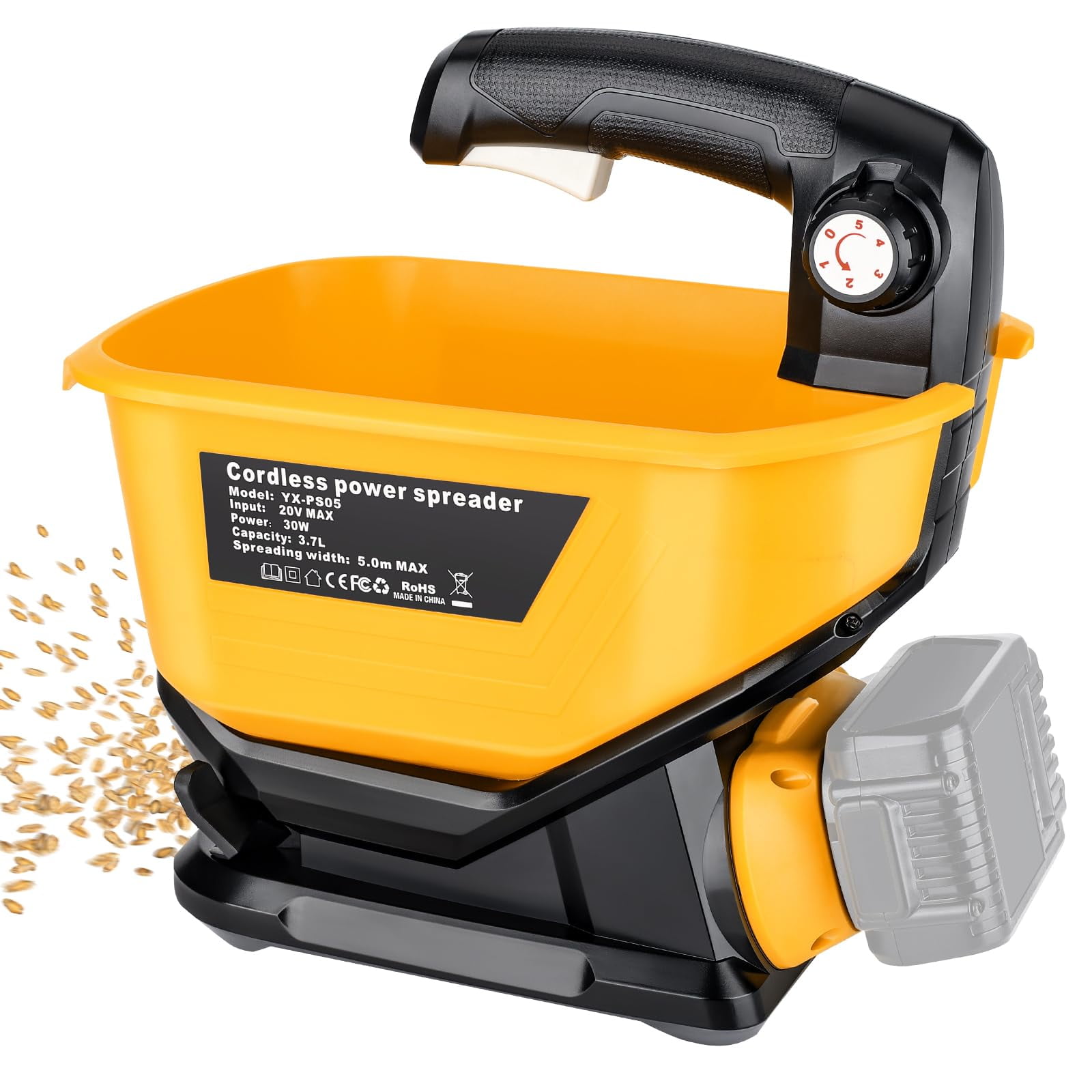 Philophca Salt Spreader Compatible with Dewalt ITL1 20V Battery, Seed Spreader Handheld ...