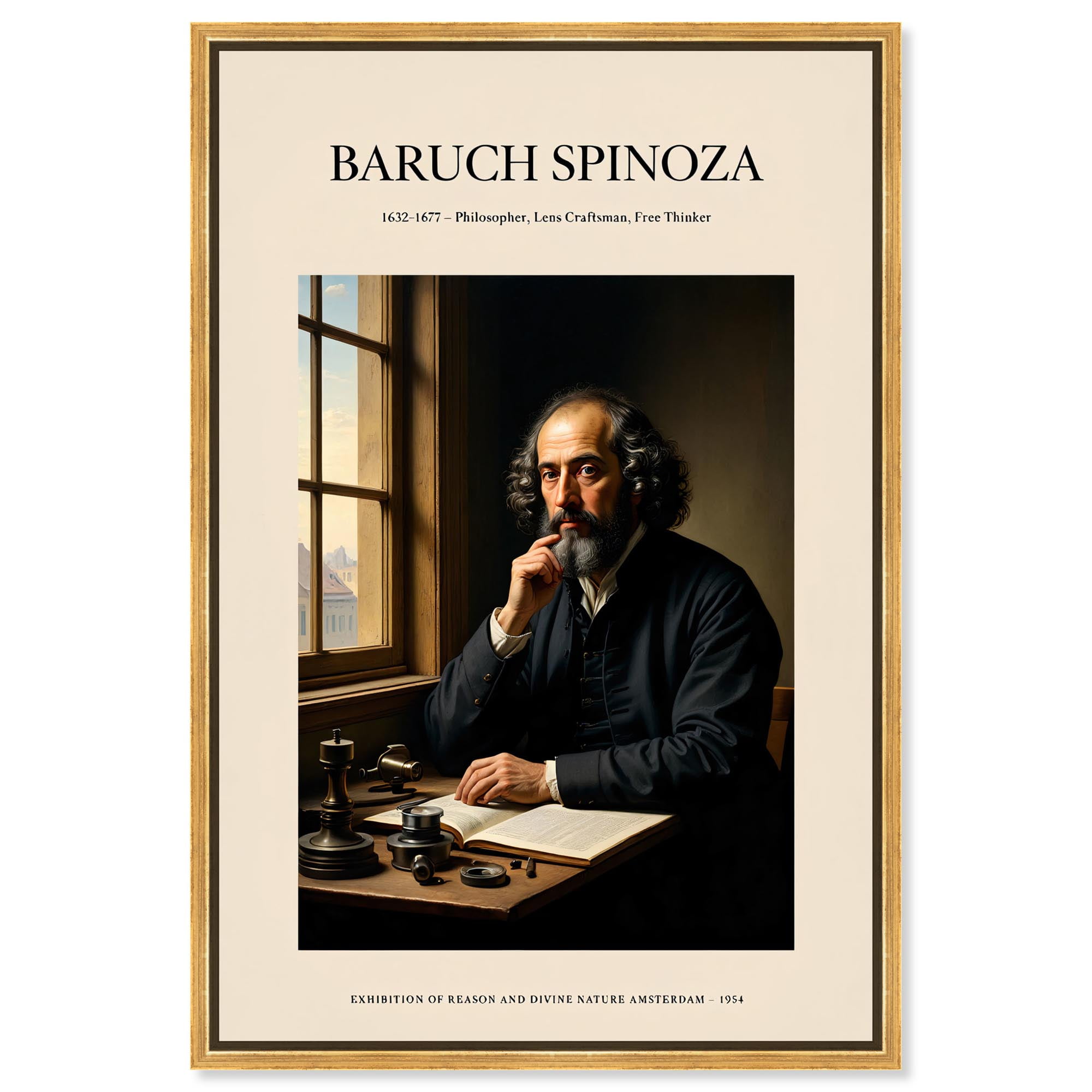 Philosopher Spinoza Canvas Historic Men Posters by Art Remedy, Gold ...