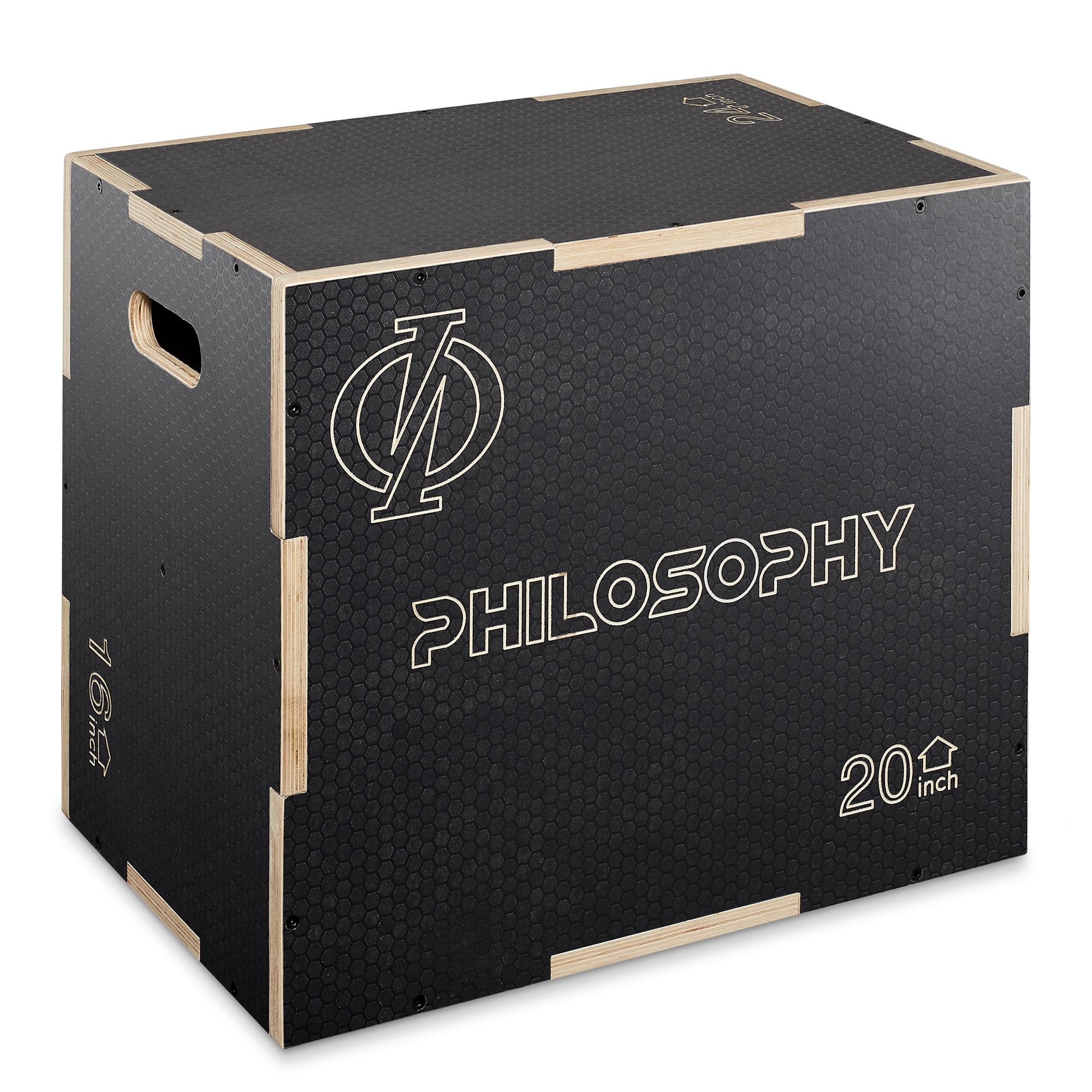 Philosophy Gym 3 in 1 Non-Slip Wood Plyo Box, 24" x 20" x 16", Black ...