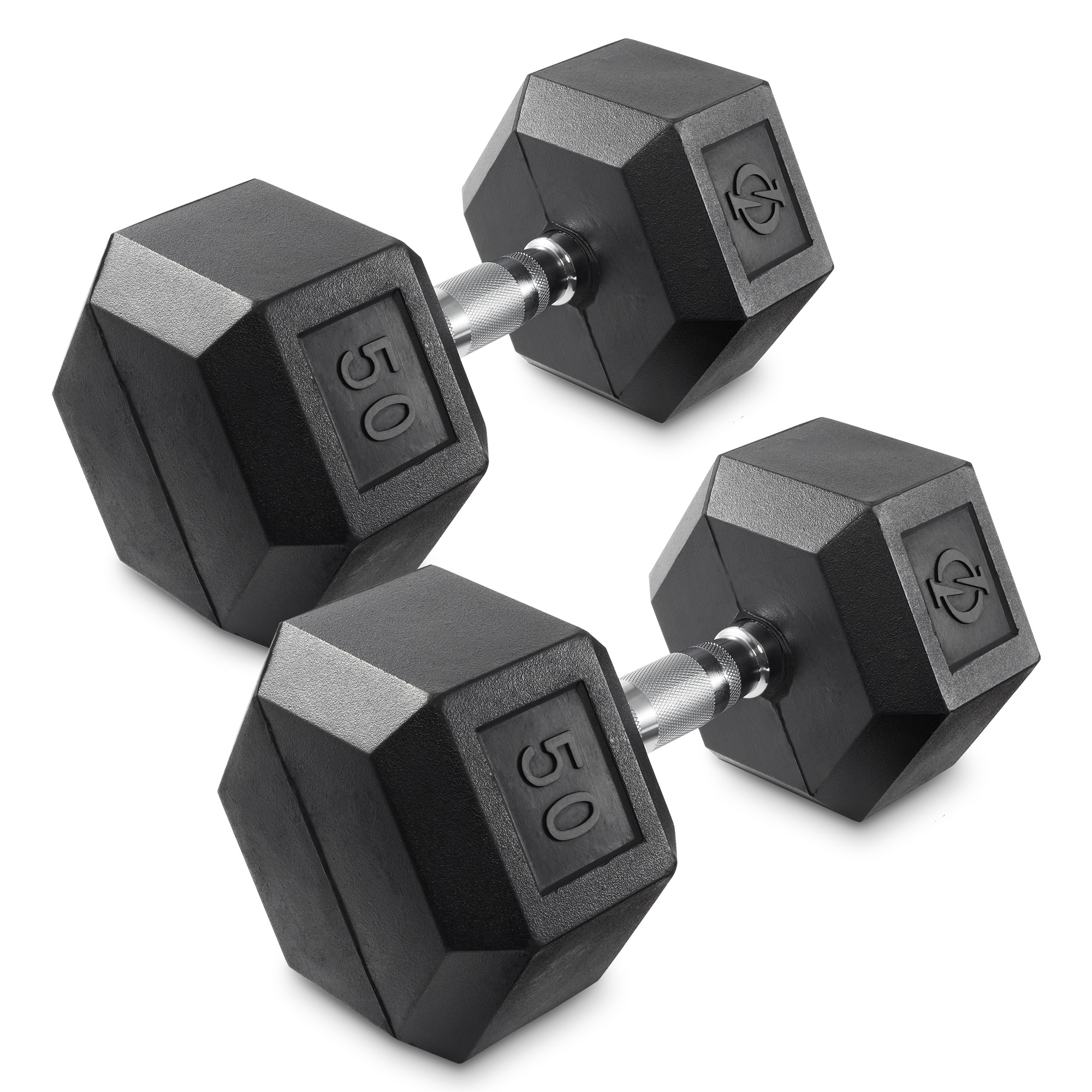 BalanceFrom Rubber Encased Hex Dumbbells, 50 lbs Pair, Black - Walmart.com