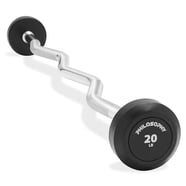 Philosophy Gym Rubber Fixed Barbell, 60 LB Pre-Loaded Weight Straight ...