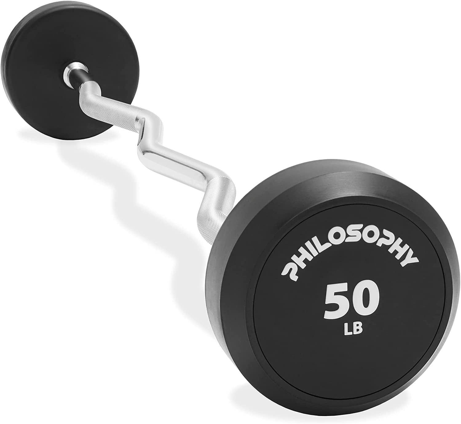 Philosophy Gym Rubber Fixed Barbell, Pre-Loaded Weight EZ Curl Bar for ...