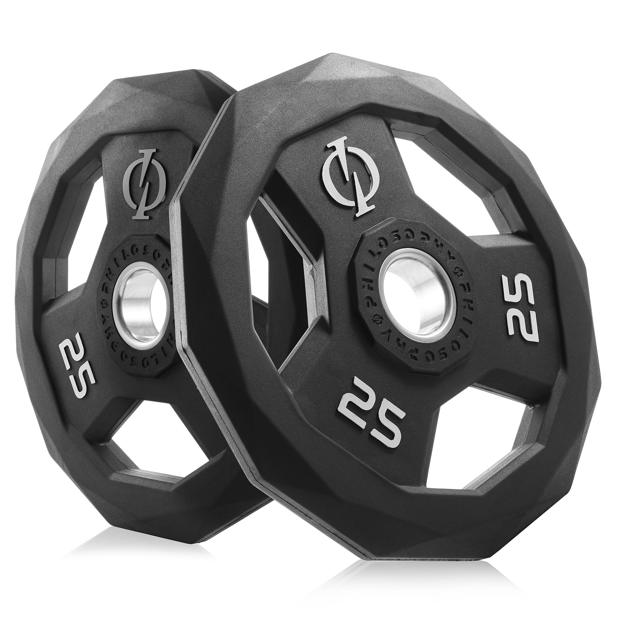 Philosophy Gym 25 LB Pair Rubber Coated 2-Inch Olympic Weight Plates ...