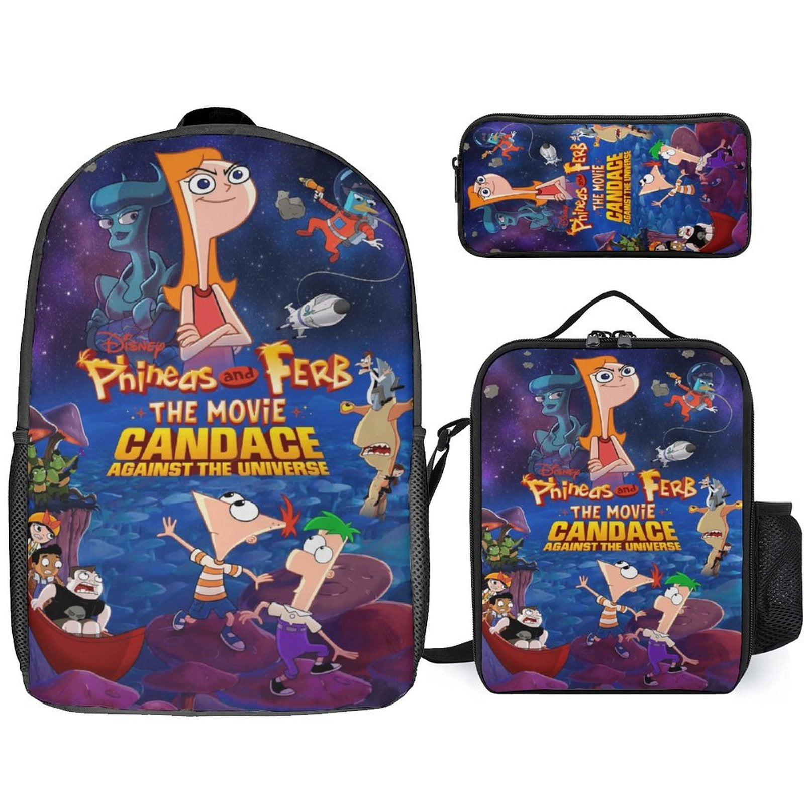Phineas And Ferb 3Pcs Bookbag Sets Backpack with Lunch Bag And Pencil ...