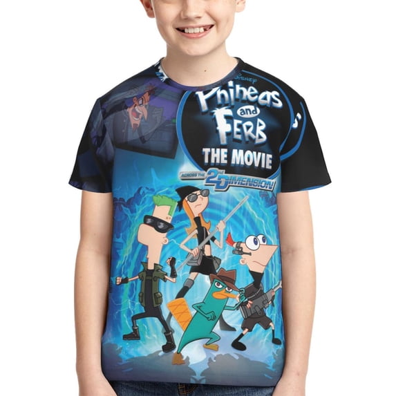 Phineas And Ferb Boys Girls T-Shirt 3d Print Graphic Short Sleeve Tee ...