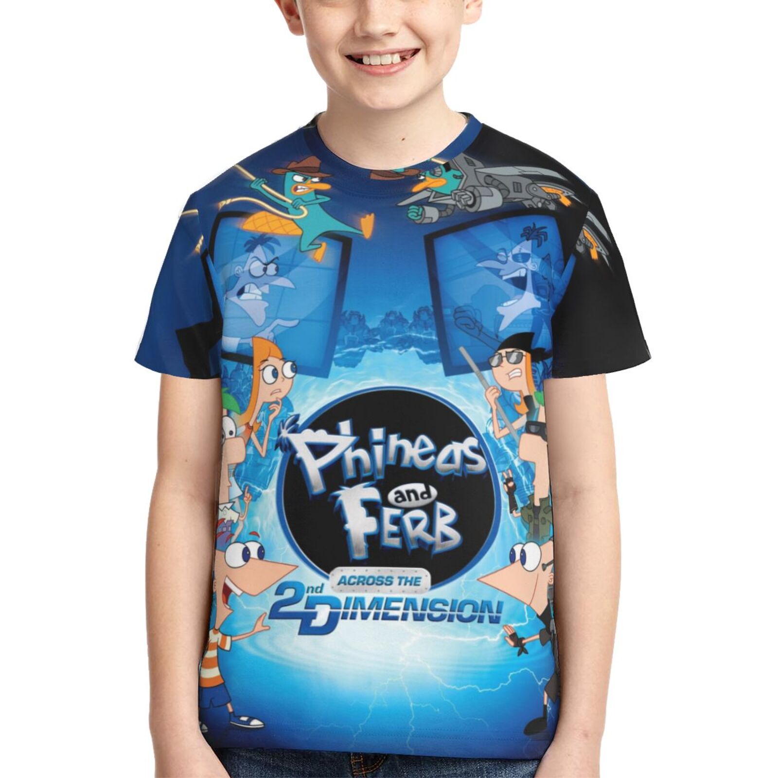 Phineas And Ferb Boys Girls T-Shirt 3d Print Graphic Short Sleeve Tee ...