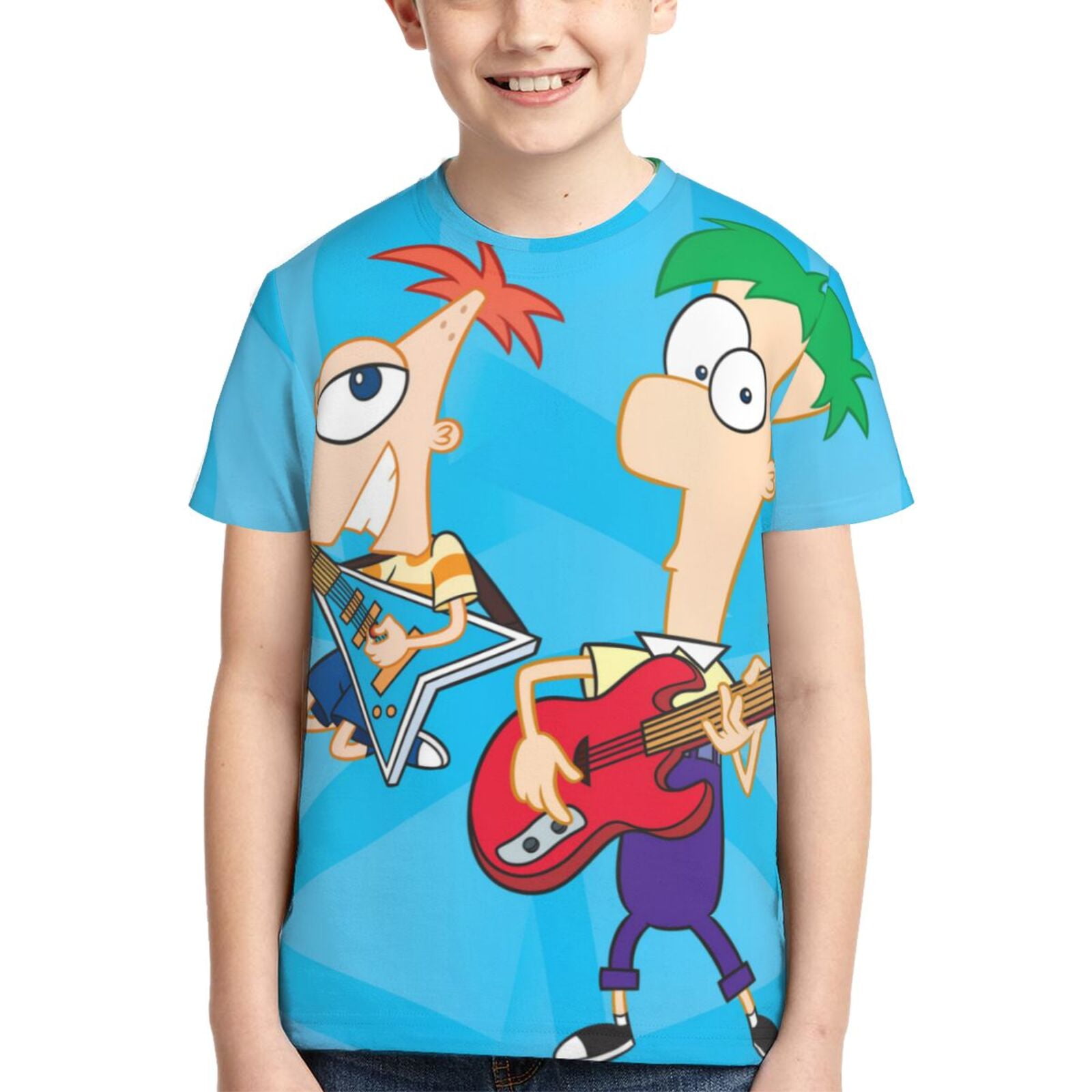 Phineas And Ferb Boys Girls T-Shirt 3d Print Graphic Short Sleeve Tee ...