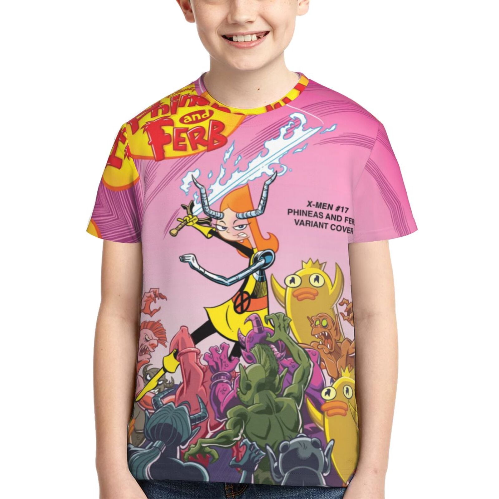 Phineas And Ferb Boys Girls T-Shirt 3d Print Graphic Short Sleeve Tee ...