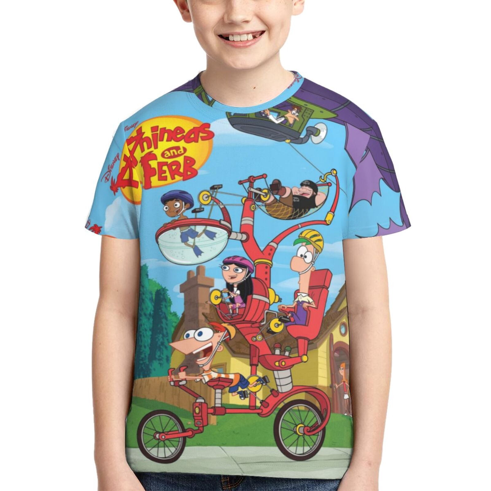 Phineas And Ferb Boys Girls T-Shirt 3d Print Graphic Short Sleeve Tee ...