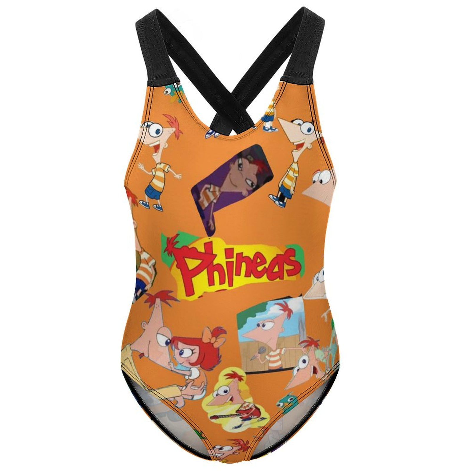 Phineas And Ferb Girls One-piece Swimsuit Beach Pool Kids Swimwear Bathing Suit 7-9Y(120cm ...