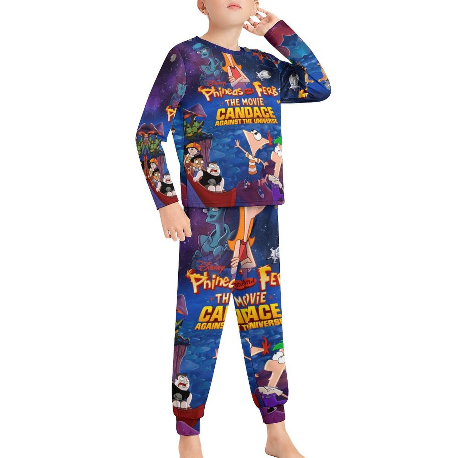 Phineas And Ferb Ki-ds Pajamas 2 Piece Pjs Set Little Big Bo-ys Gi-rls ...