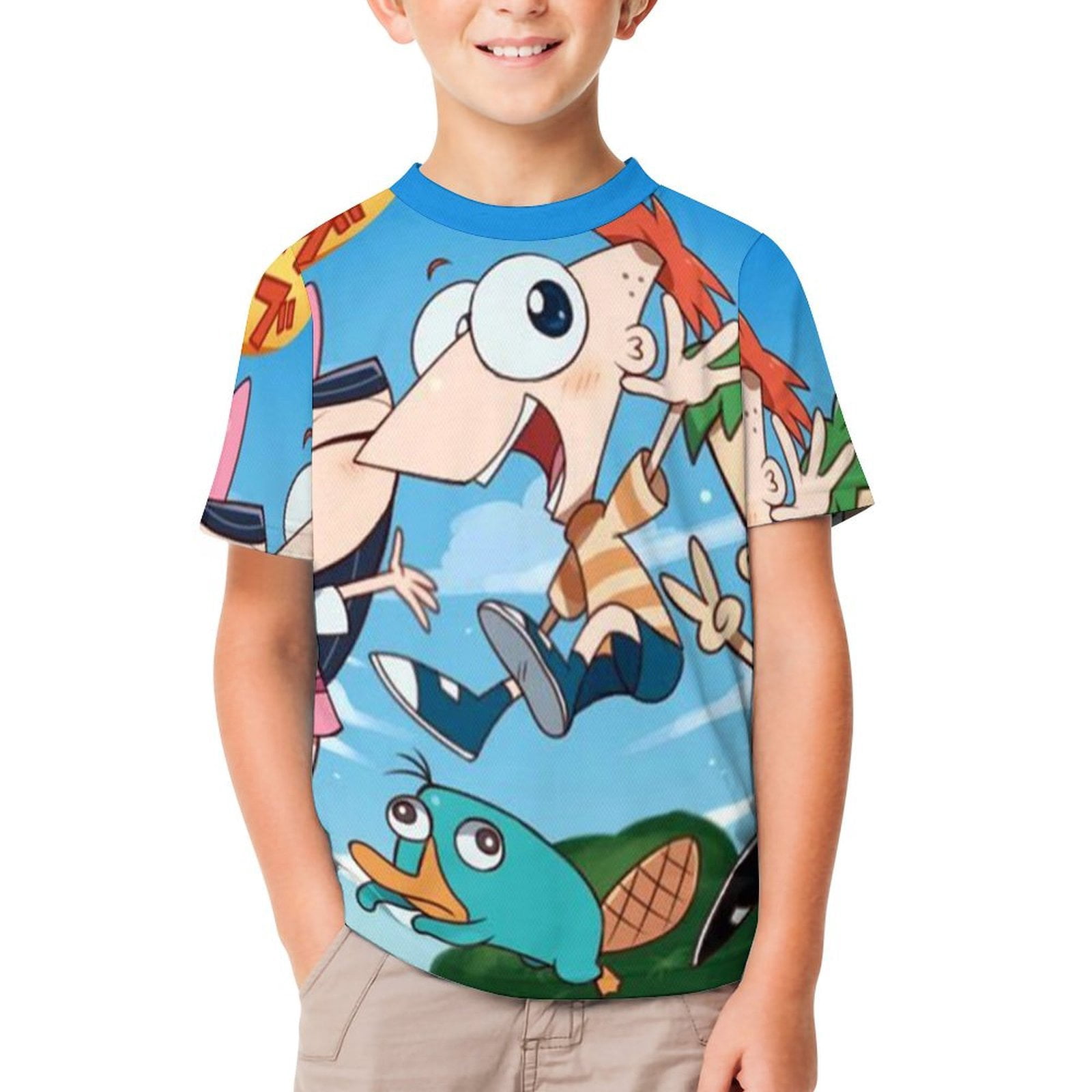 Phineas And Ferb Kids Short Sleeve Tee Shirt Novelty Crewneck T-Shirts ...
