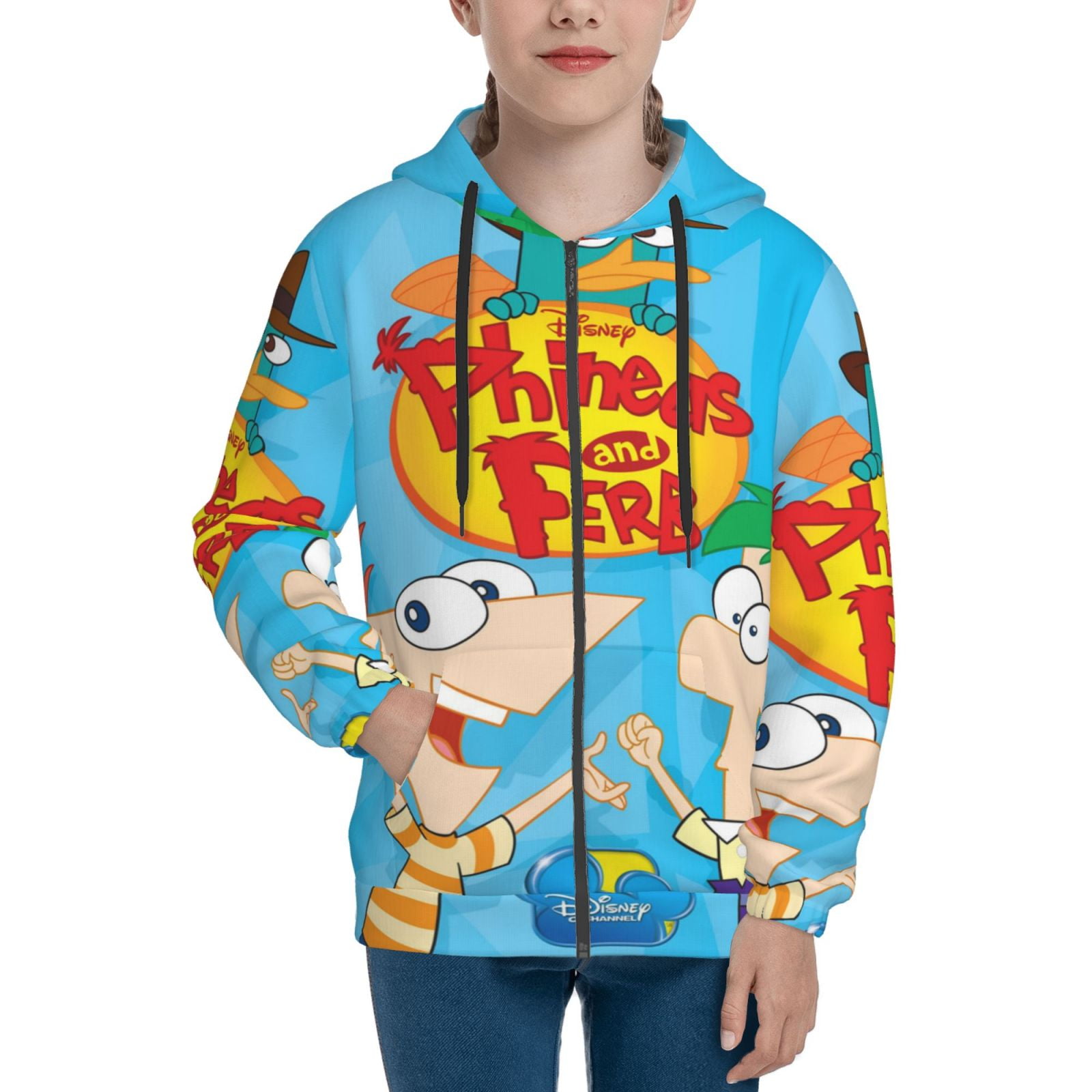 Phineas And Ferb Kids Zip-Up Hoodie 3d Print Hooded Sweatshirt With ...