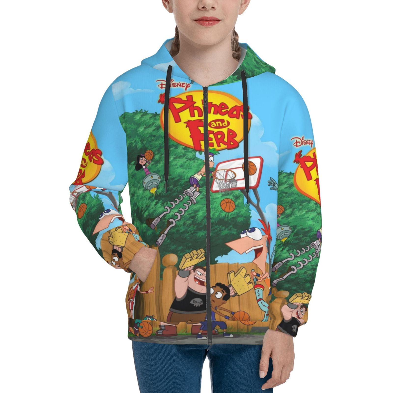 Phineas And Ferb Kids Zip-Up Hoodie 3d Print Hooded Sweatshirt With ...
