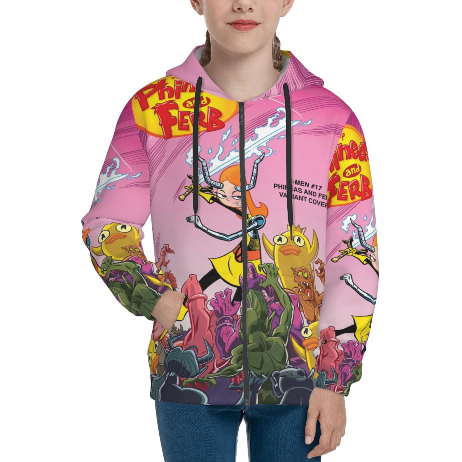 Phineas And Ferb Kids Zip-Up Hoodie 3d Print Hooded Sweatshirt With ...