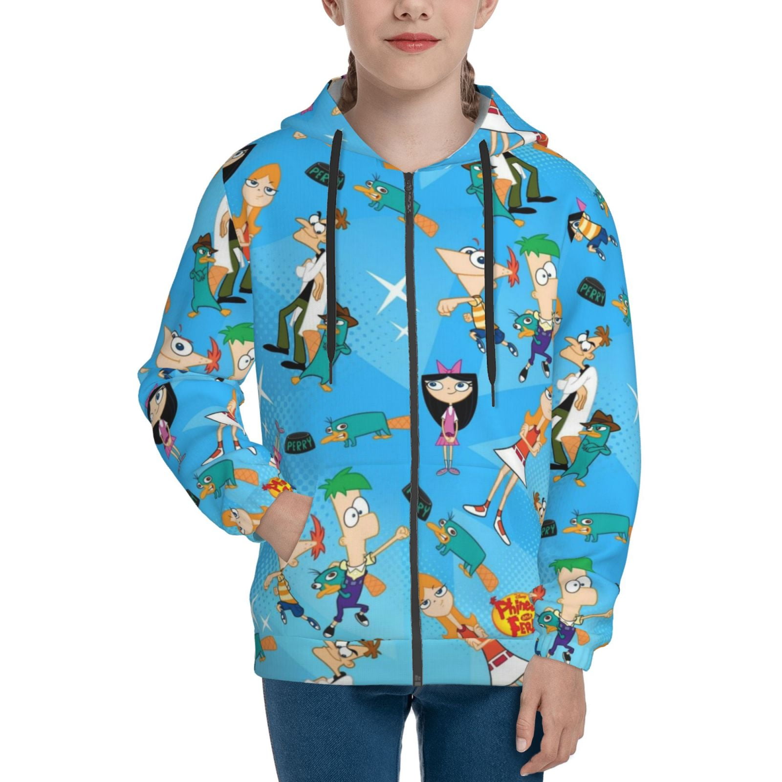 Phineas And Ferb Kids Zip-Up Hoodie 3d Print Hooded Sweatshirt With ...