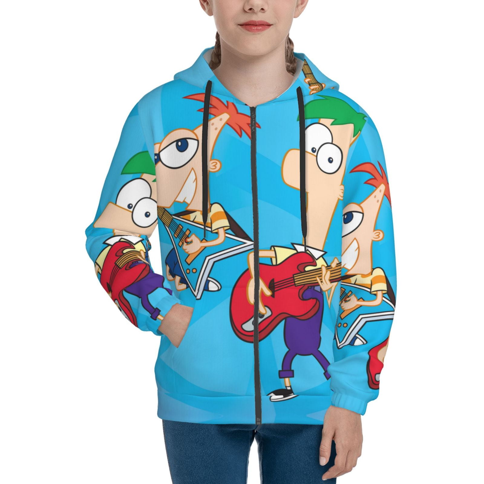 Phineas And Ferb Kids Zip-Up Hoodie 3d Print Hooded Sweatshirt With ...