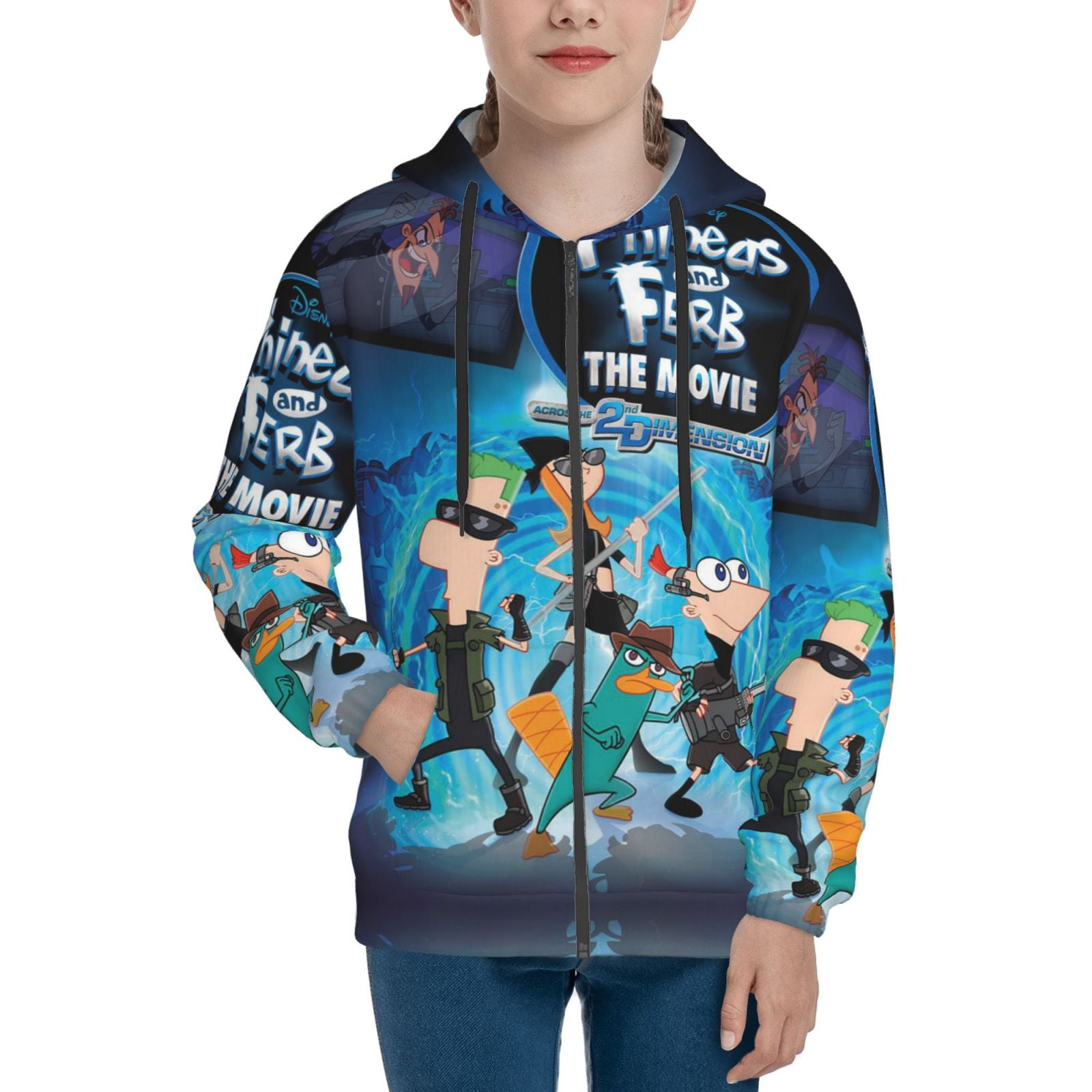 Phineas And Ferb Kids Zip-Up Hoodie 3d Print Hooded Sweatshirt With ...