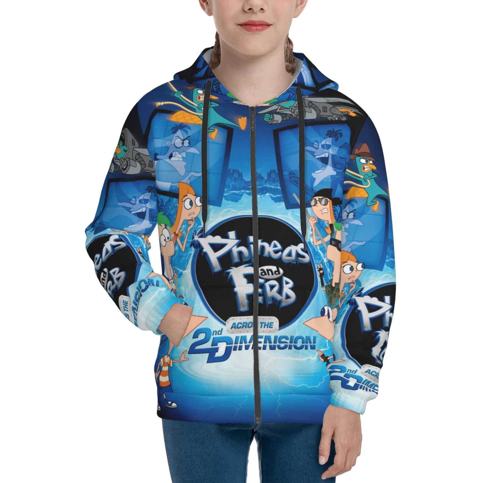 Phineas And Ferb Kids Zip-Up Hoodie 3d Print Hooded Sweatshirt With ...