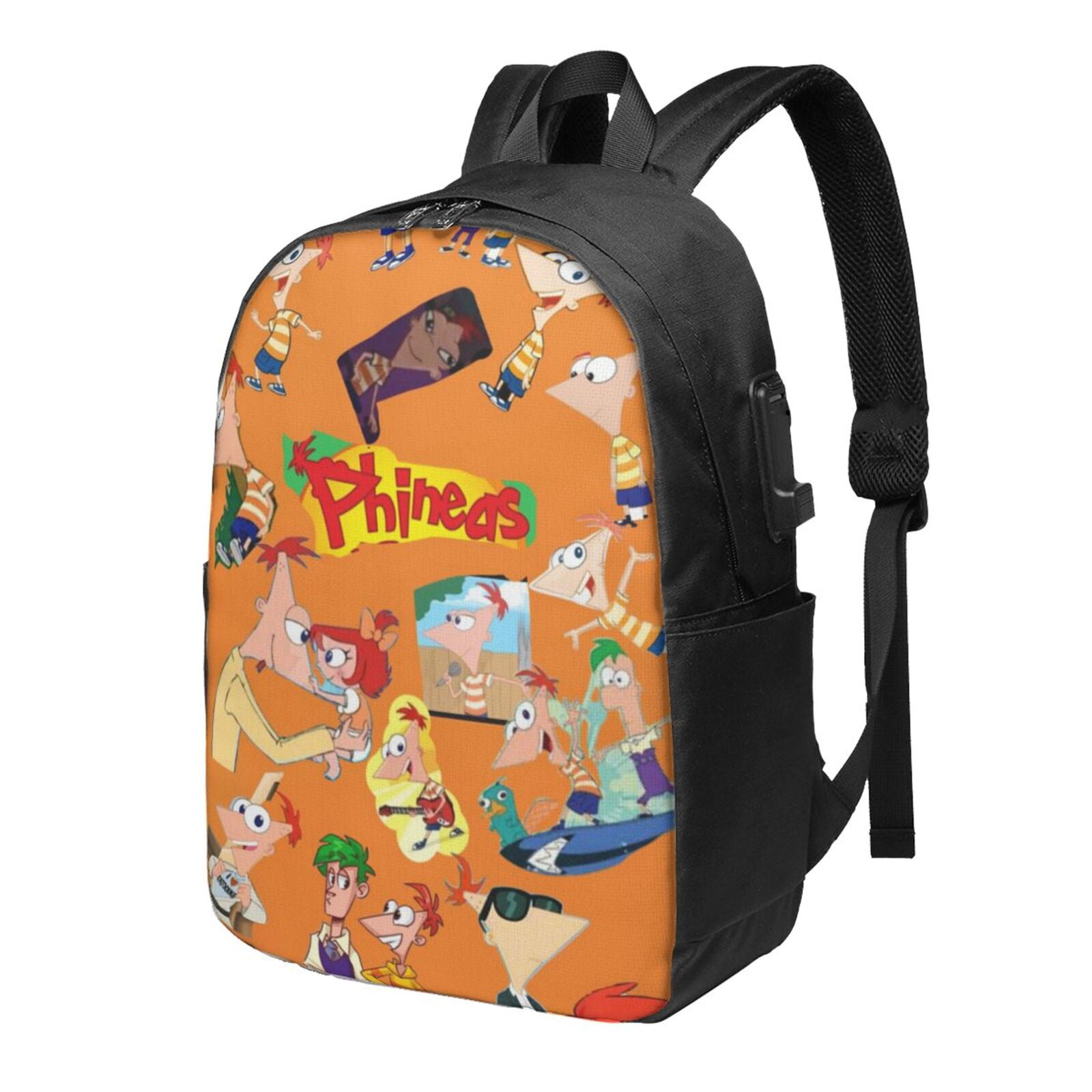 Phineas And Ferb Laptop Backpack With Usb Charging Port 17 Inch Daypack ...