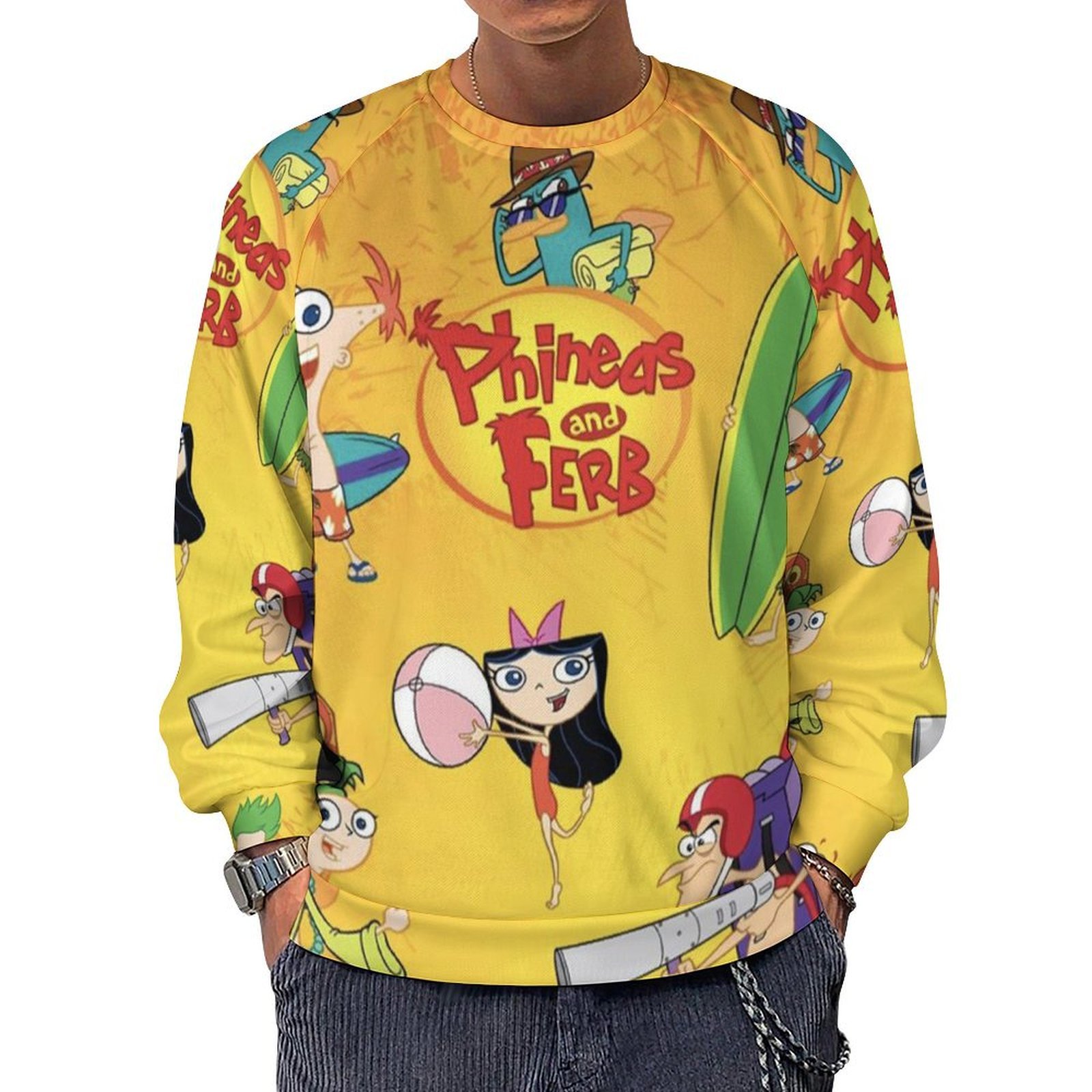 Phineas And Ferb Mens Crew Neck Sweatshirt 3D Printing Fall Clothes ...