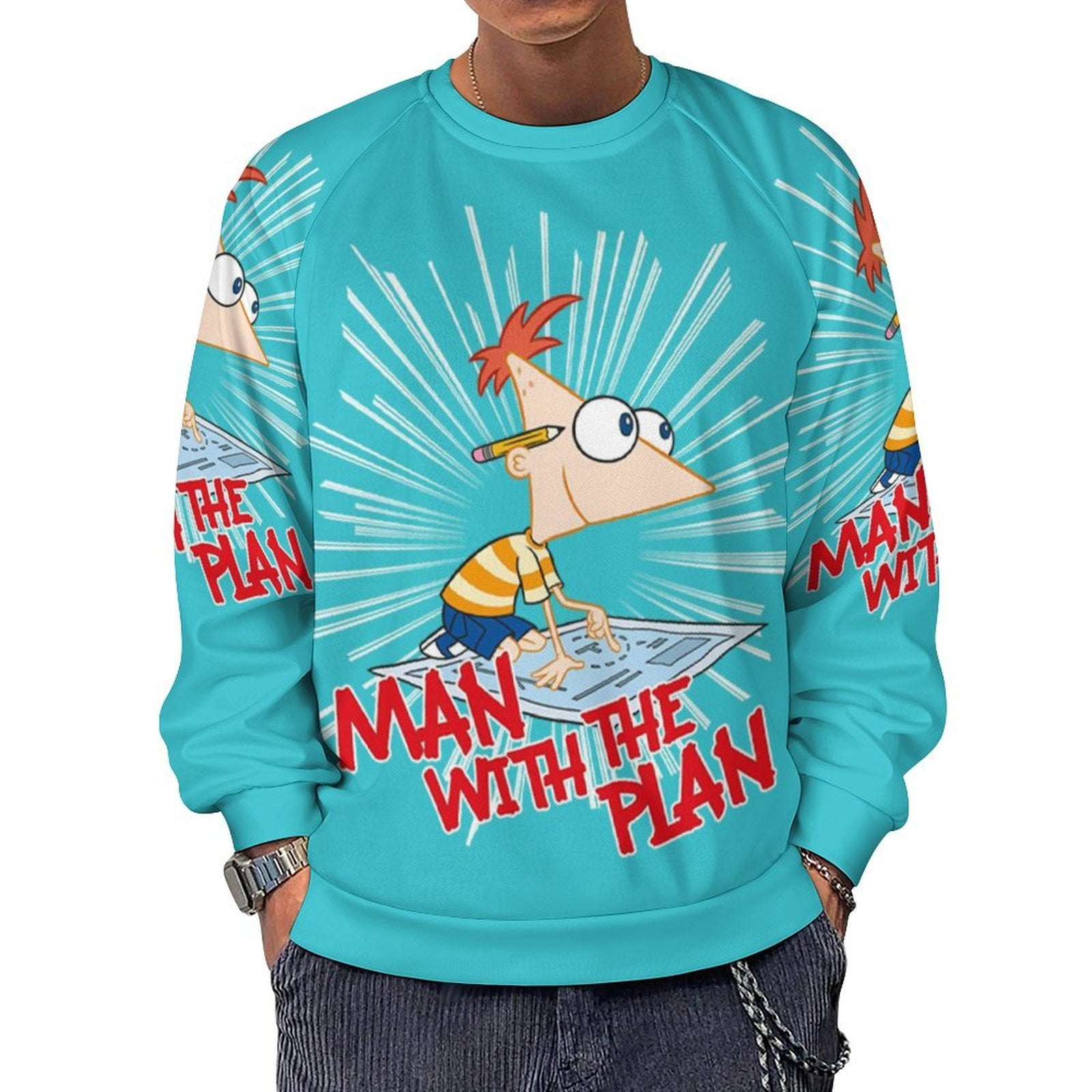 Phineas And Ferb Mens Crew Neck Sweatshirt 3D Printing Fall Clothes ...