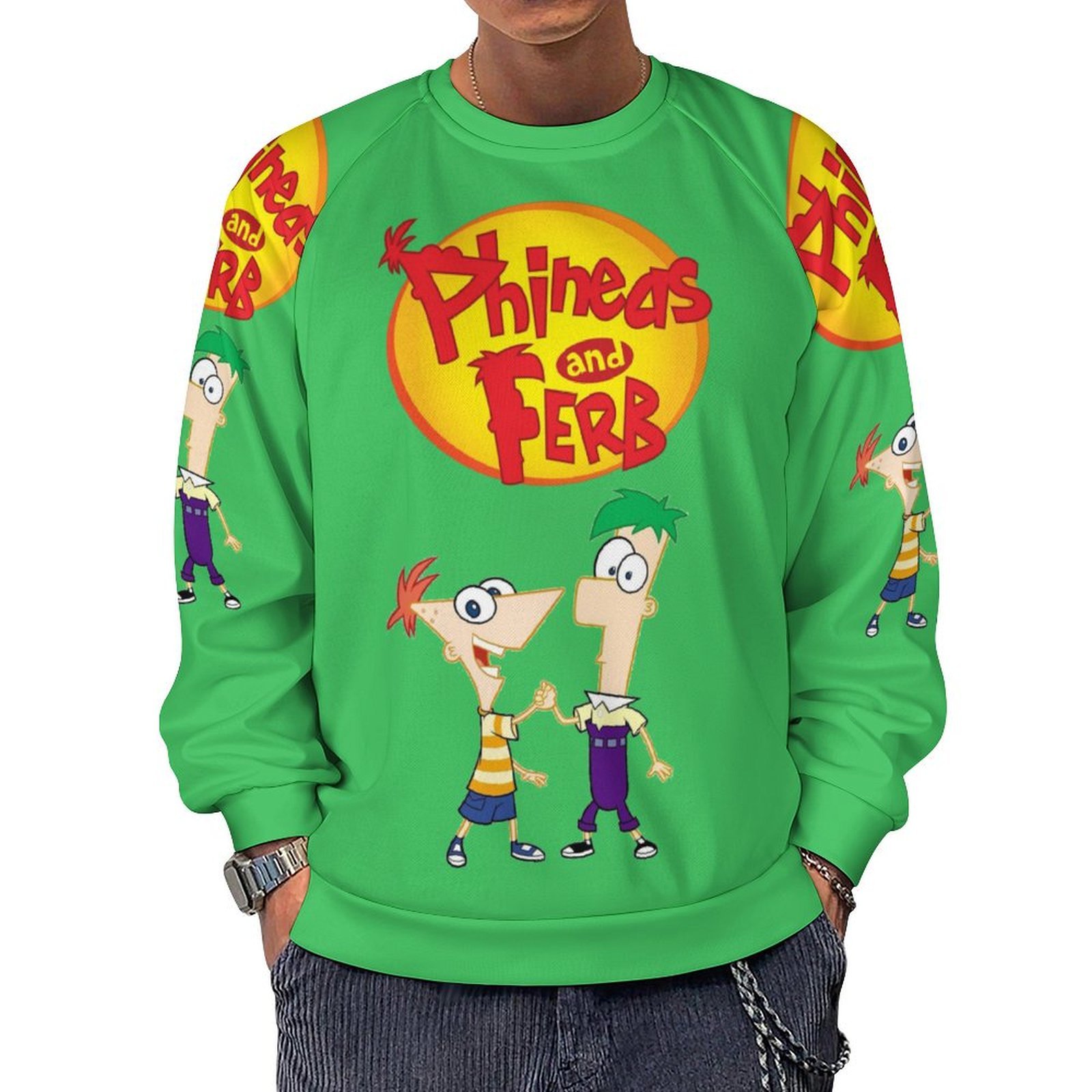 Phineas And Ferb Mens Crew Neck Sweatshirt 3D Printing Fall Clothes ...