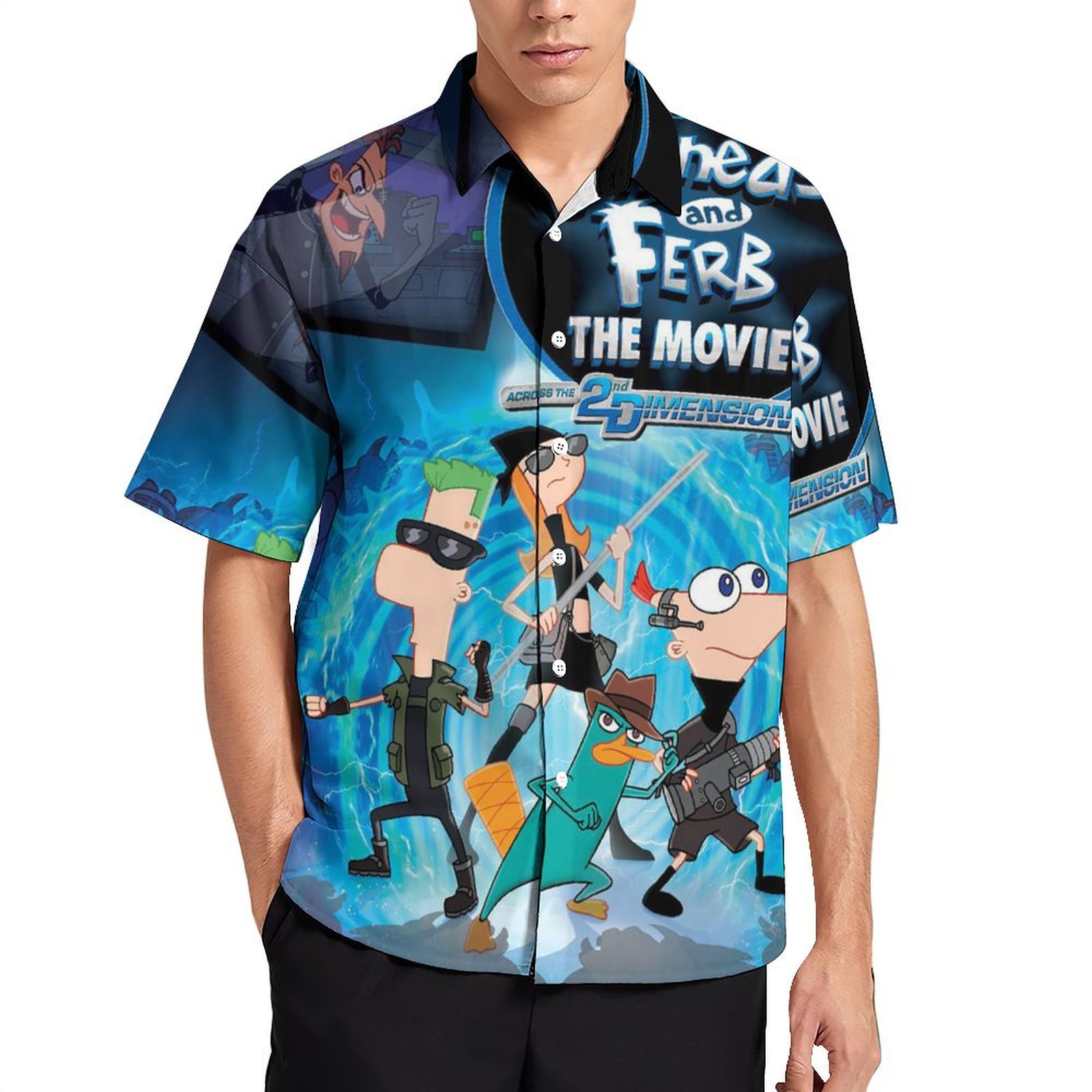 Phineas And Ferb Mens Hawaiian Shirt Loose Fit Shirts - Short Sleeve ...