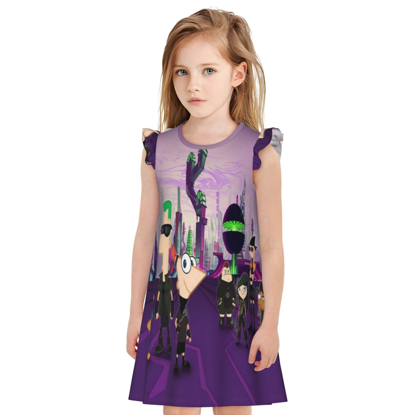 Phineas Fer Nightgowns Pajamas Dress 3D Printed Flutter Sleeve ...