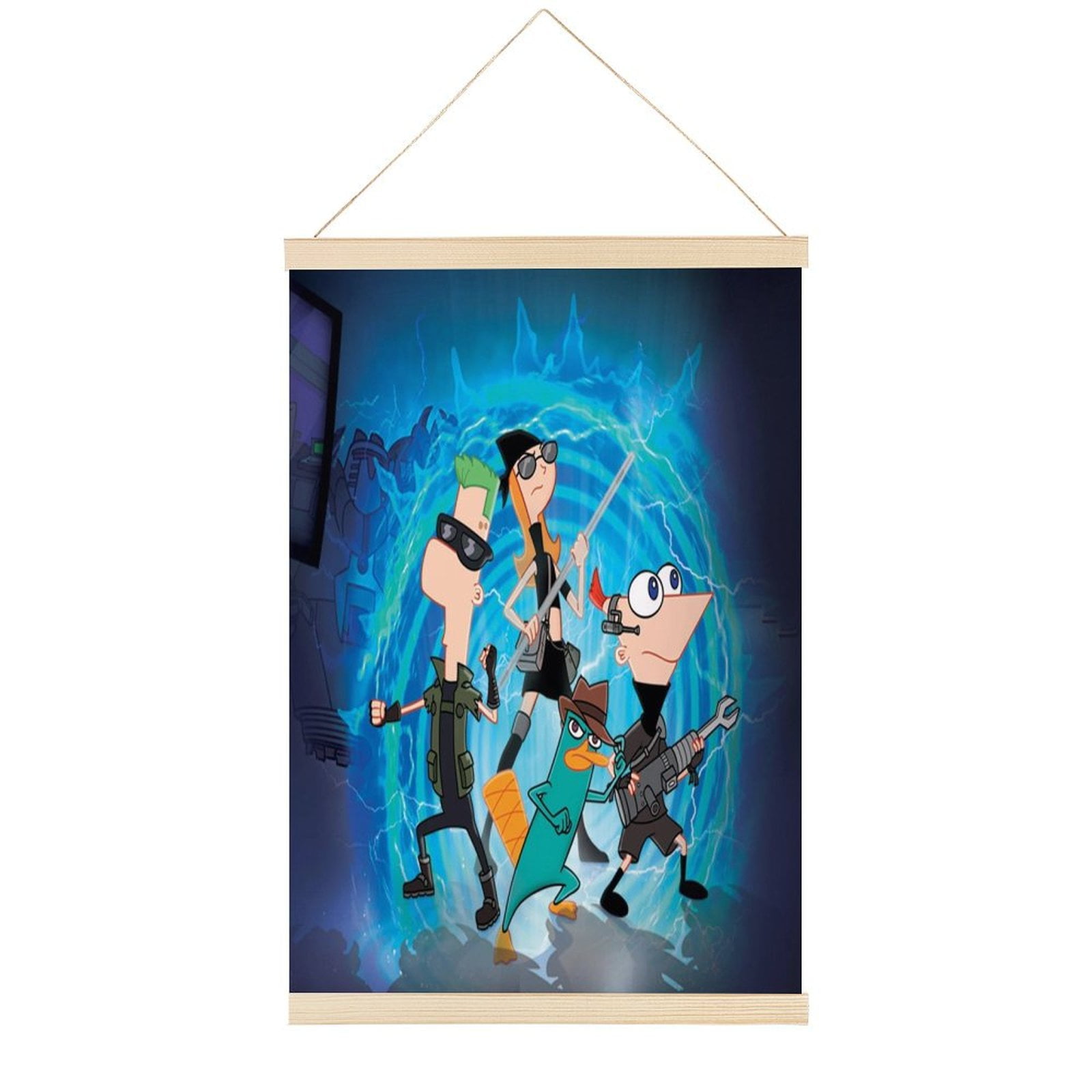 Phineas Fer Scroll Poster Wall Fabric Decor Hanging Paintings Wood ...