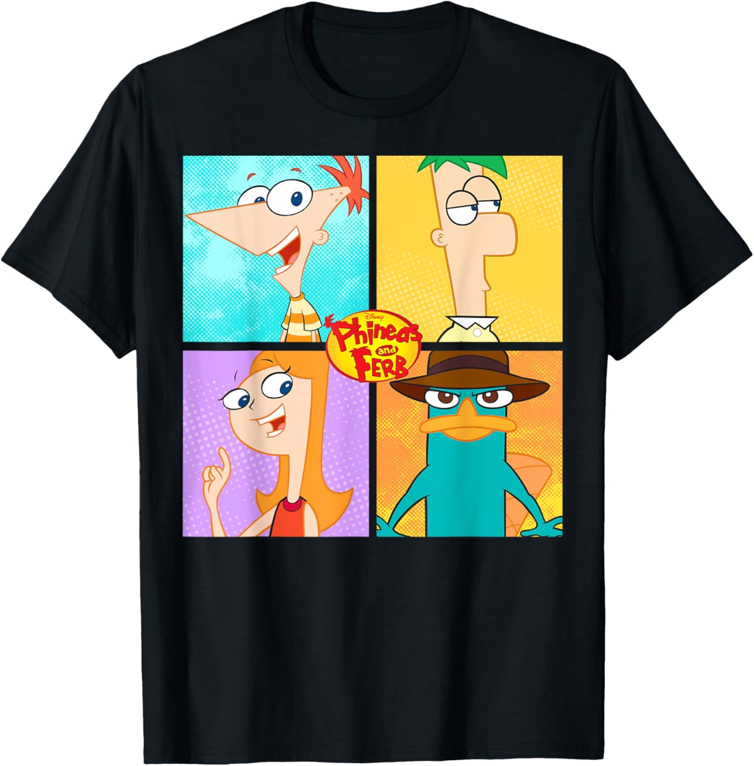 Phineas And Ferb T-shirt Character Box Up T-Shirt Cotton Short Sleeve ...