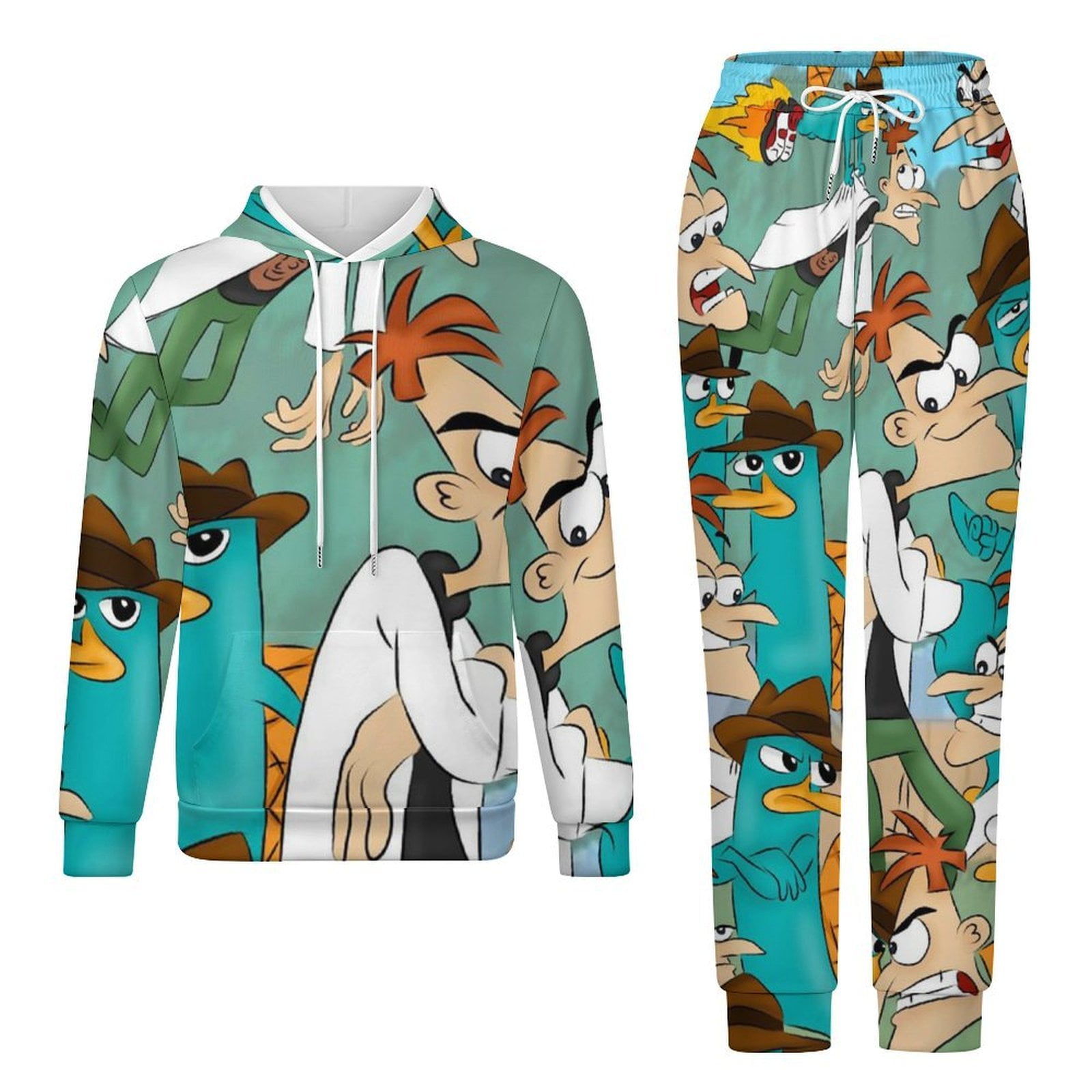 Phineas And Ferb Unisex Adult Sweatsuits Hoodie & Sweatpants Long ...