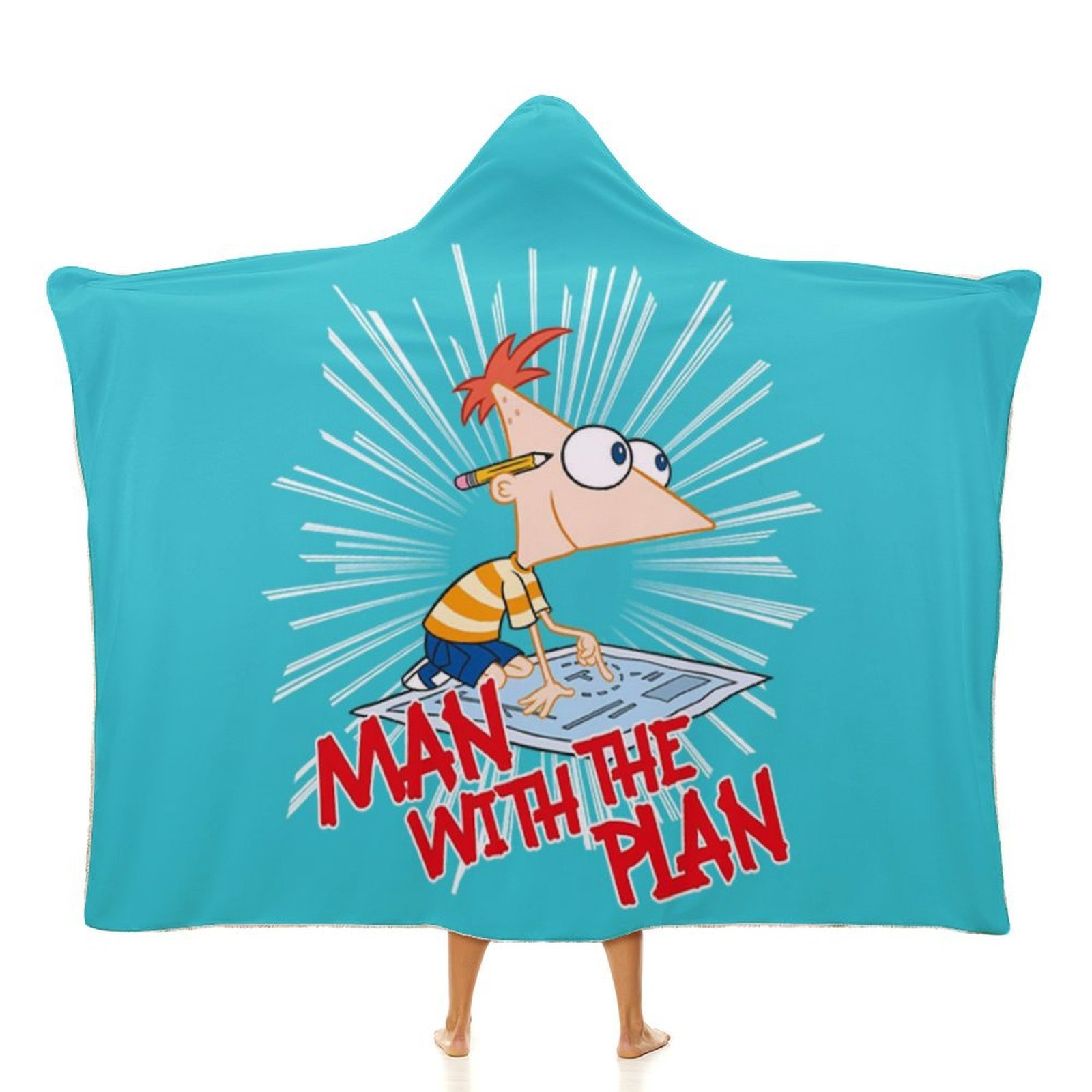Phineas And Ferb Wearable Blanket Cloak Arctic Velvet Hooded Blanket ...