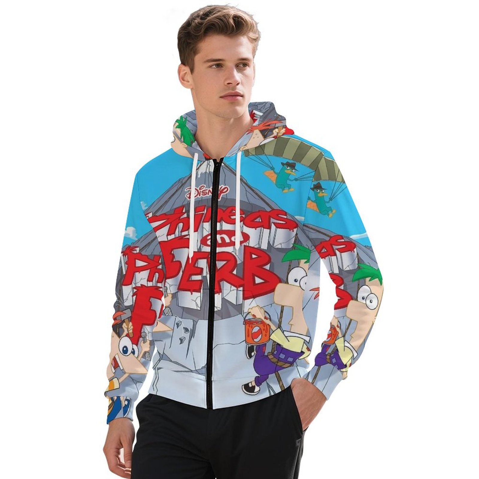 Phineas And Ferb Zip Up Hoodie 3D Print Pullover Hooded Full Zip ...