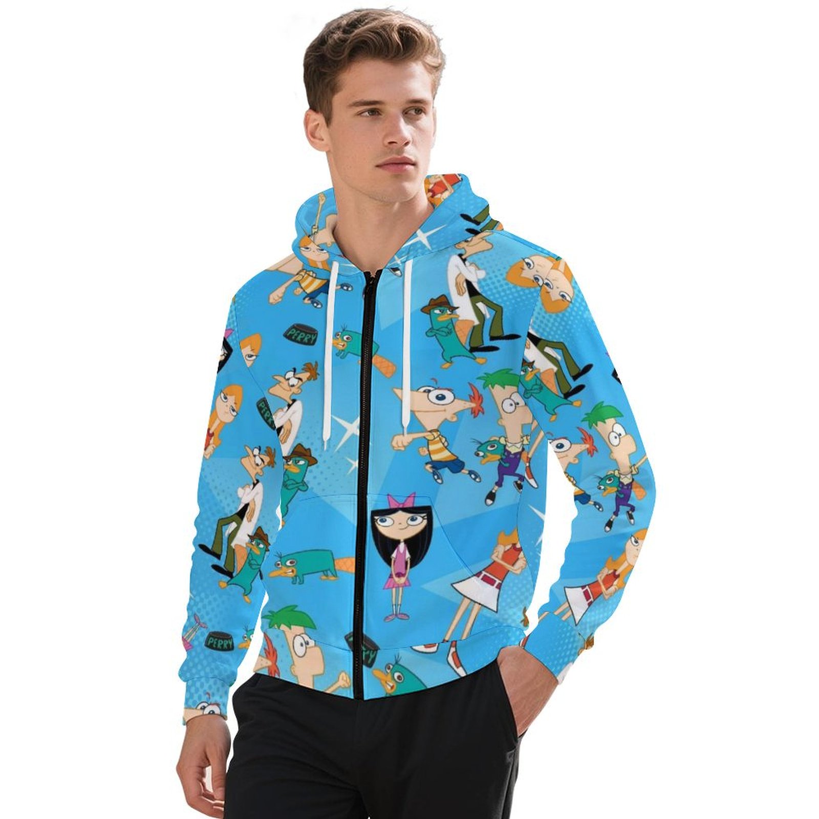 Phineas And Ferb Zip Up Hoodie 3D Print Pullover Hooded Full Zip ...