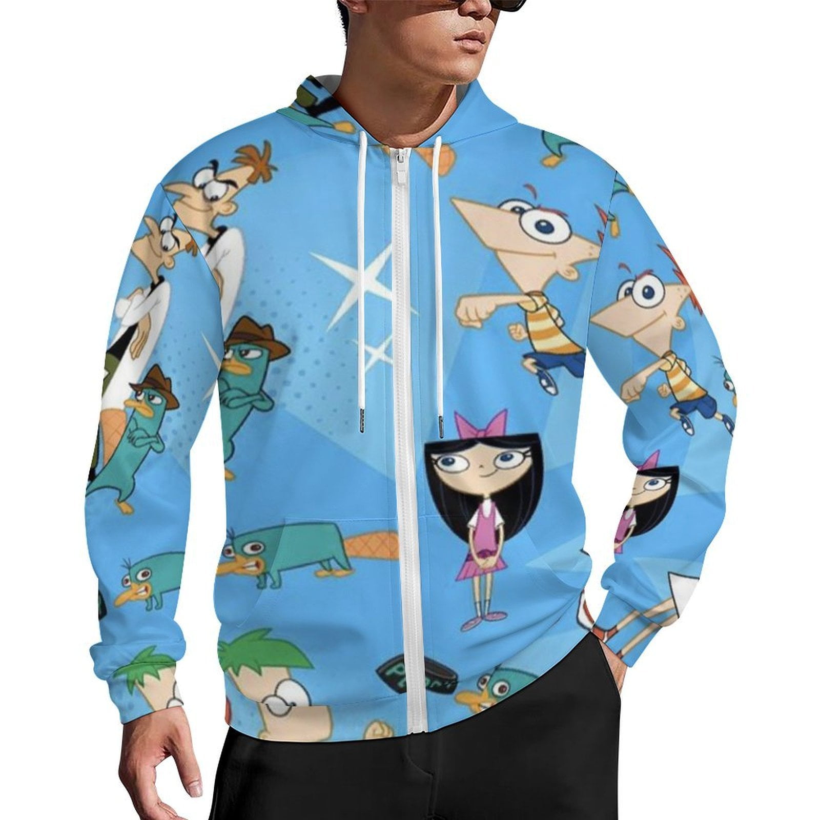Phineas And Ferb Zip Up Hoodies Unisex Realistic 3D Print Sweatshirt ...