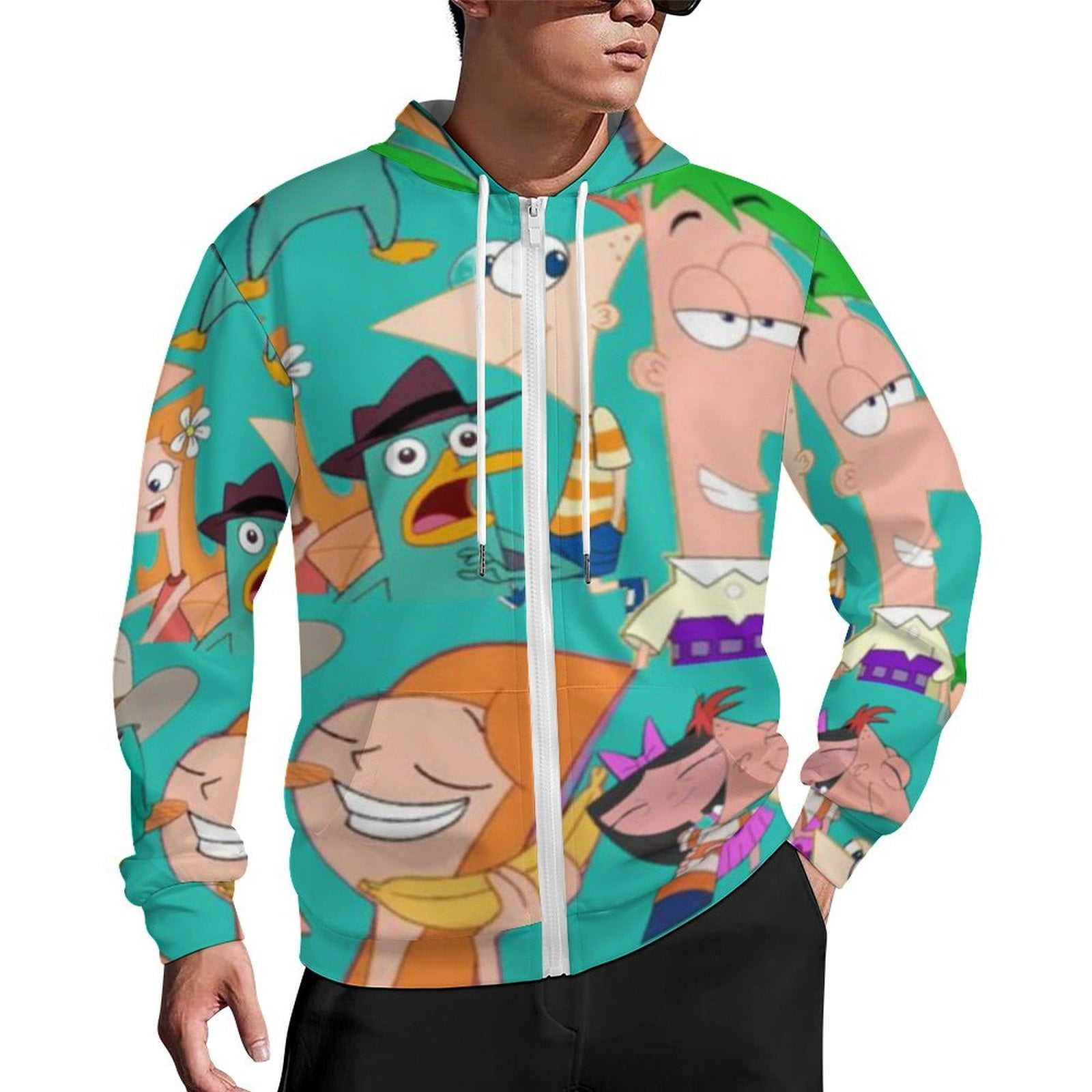 Phineas And Ferb Zip Up Hoodies Unisex Realistic 3D Print Sweatshirt ...