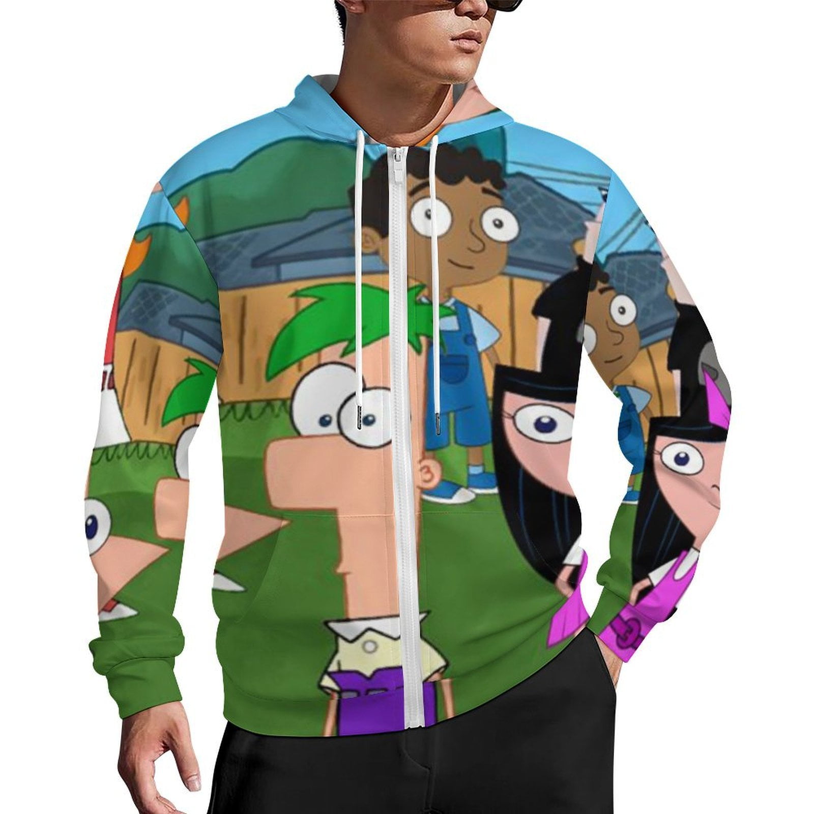Phineas And Ferb Zip Up Hoodies Unisex Realistic 3D Print Sweatshirt ...