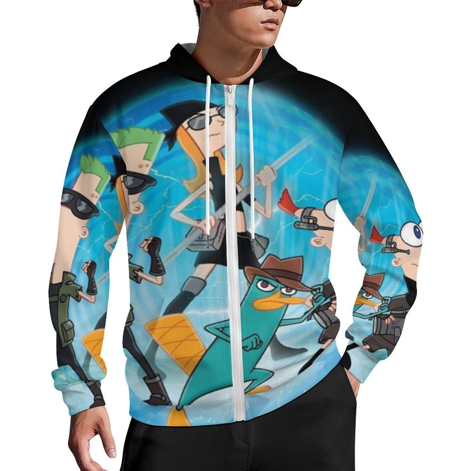 Phineas And Ferb Zip Up Hoodies Unisex Realistic 3D Print Sweatshirt ...