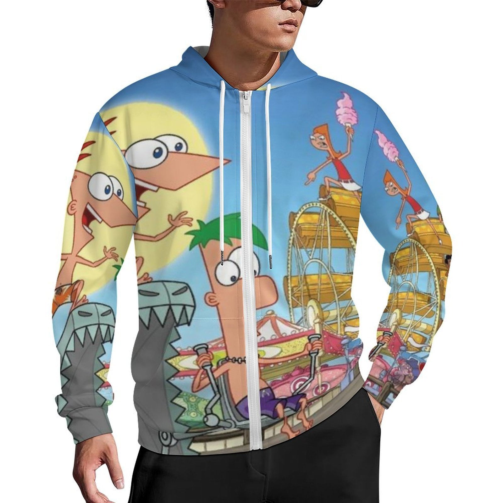 Phineas And Ferb Zip Up Hoodies Unisex Realistic 3D Print Sweatshirt ...