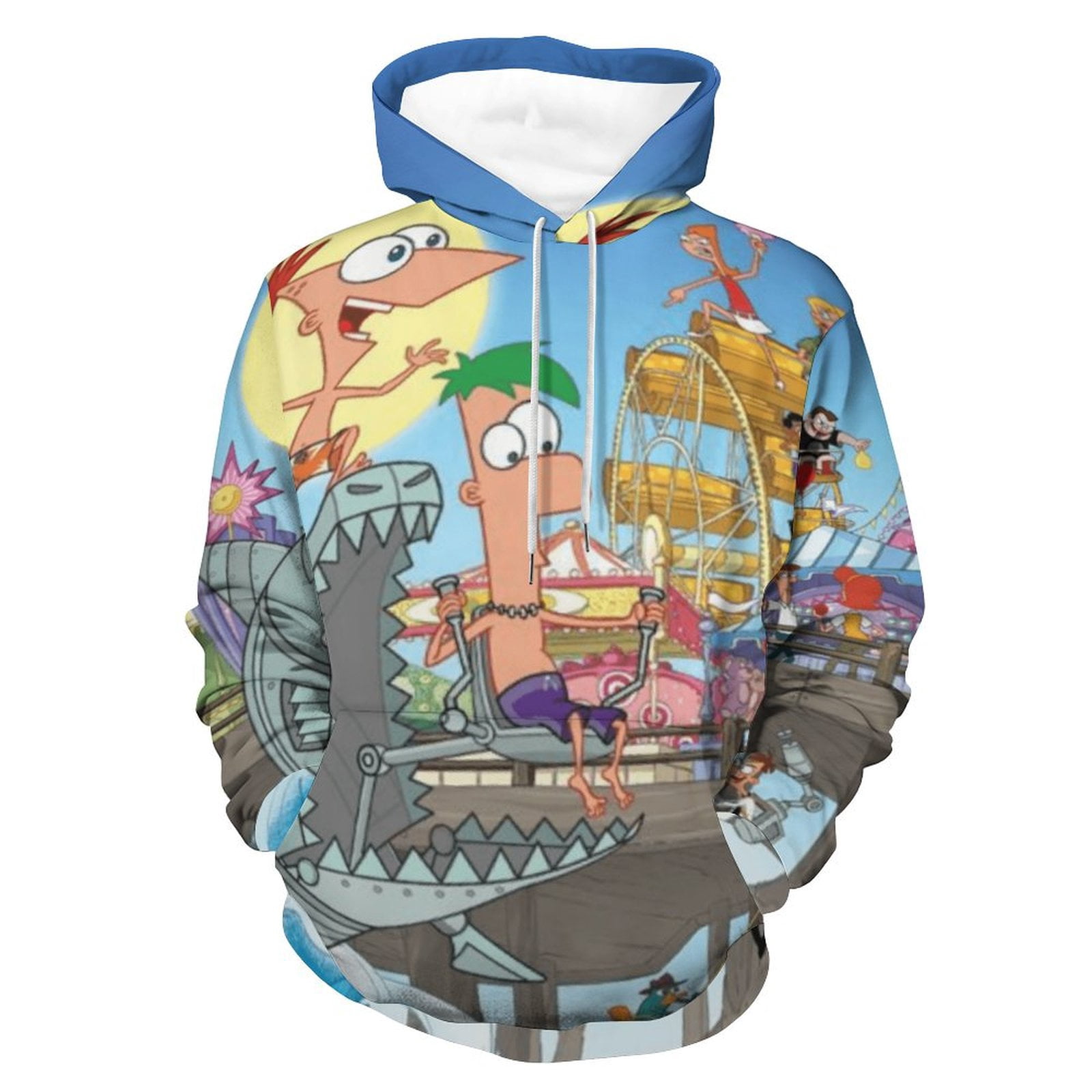 Phineas And Ferb hoodie drawstring boys black sweatshirt casual ...