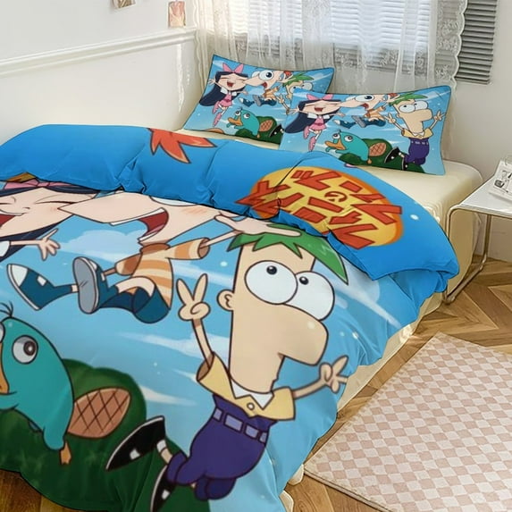 Phineas And Ferb 3 Pieces Bedding Set 3D Printed Lightweight Bed Quilt ...