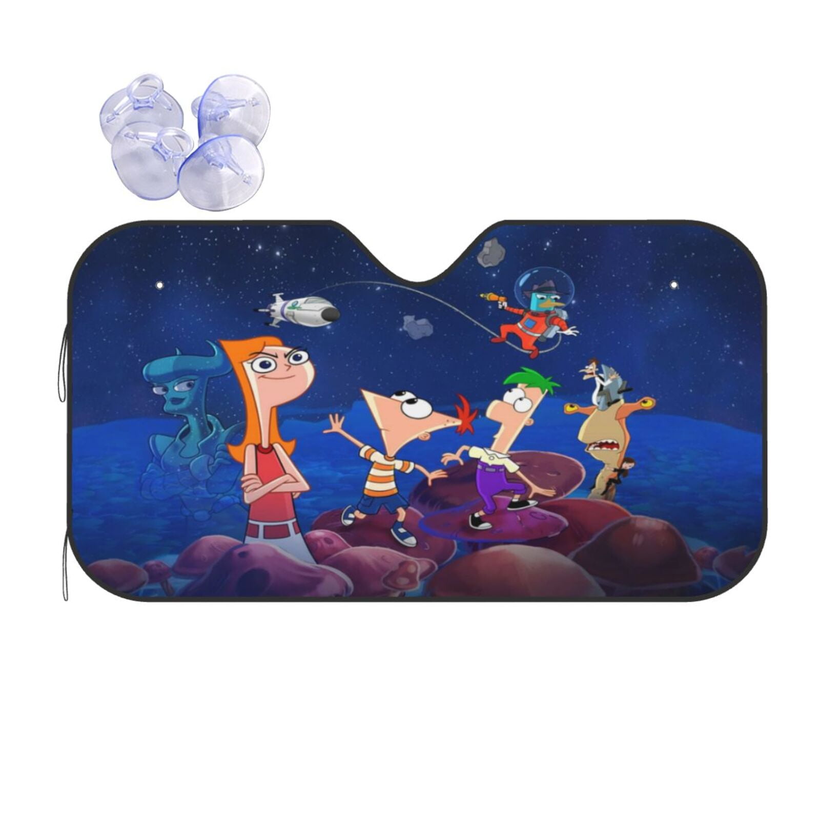 Phineas Fer Car Sunshade Front Windshield Sun Shade Hardened Sun Visor ...