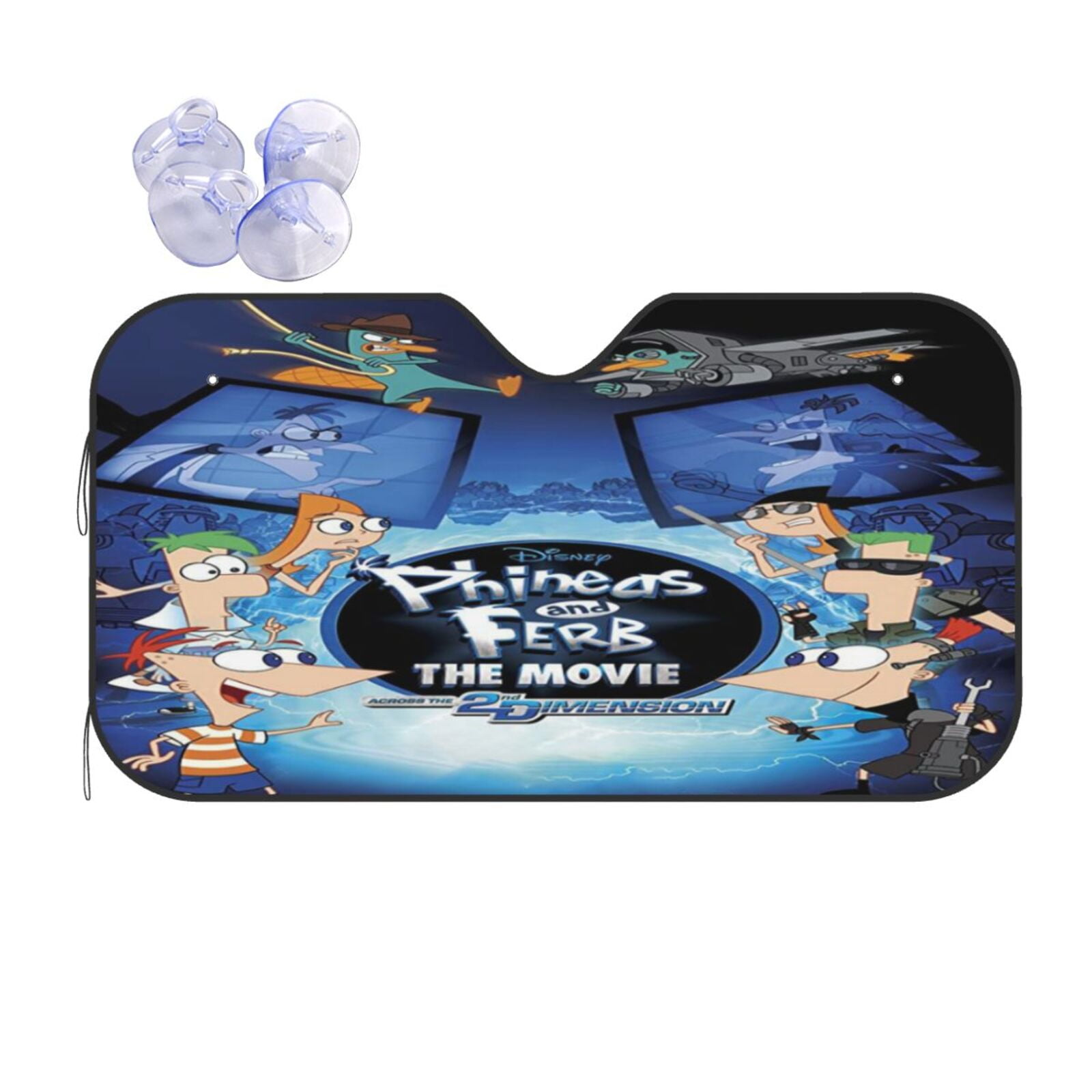Phineas Fer Car Sunshade Front Windshield Sun Shade Hardened Sun Visor ...