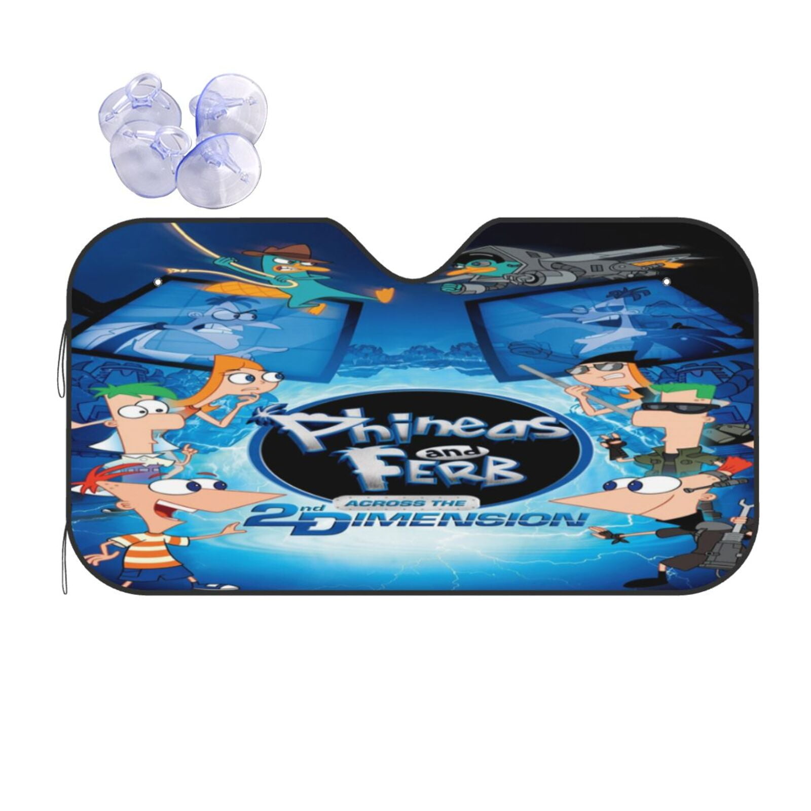 Phineas Fer Car Sunshade Front Windshield Sun Shade Hardened Sun Visor ...