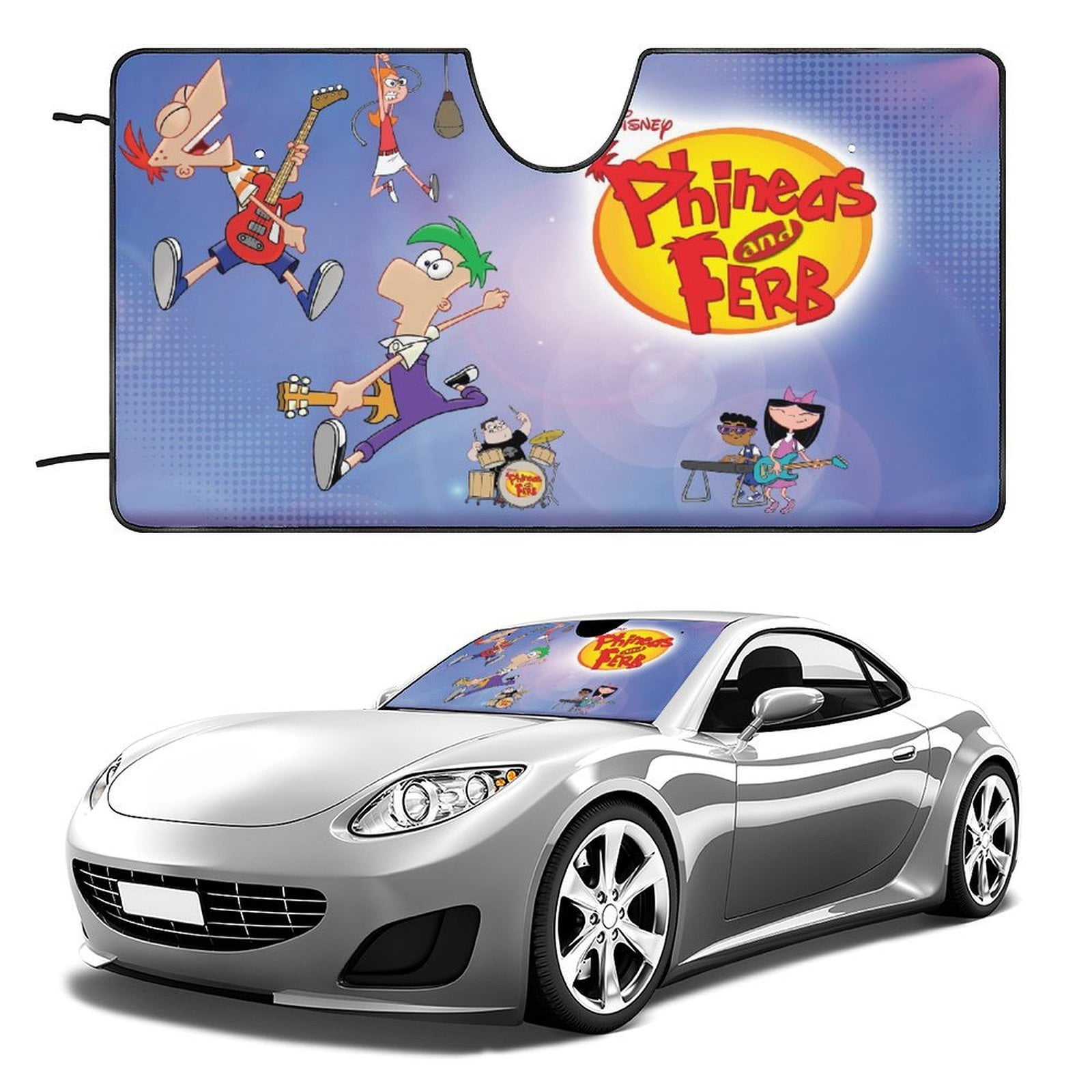 Phineas And Ferb Windshield Sun Shade - Car Sun Shade Windshield Keeps ...